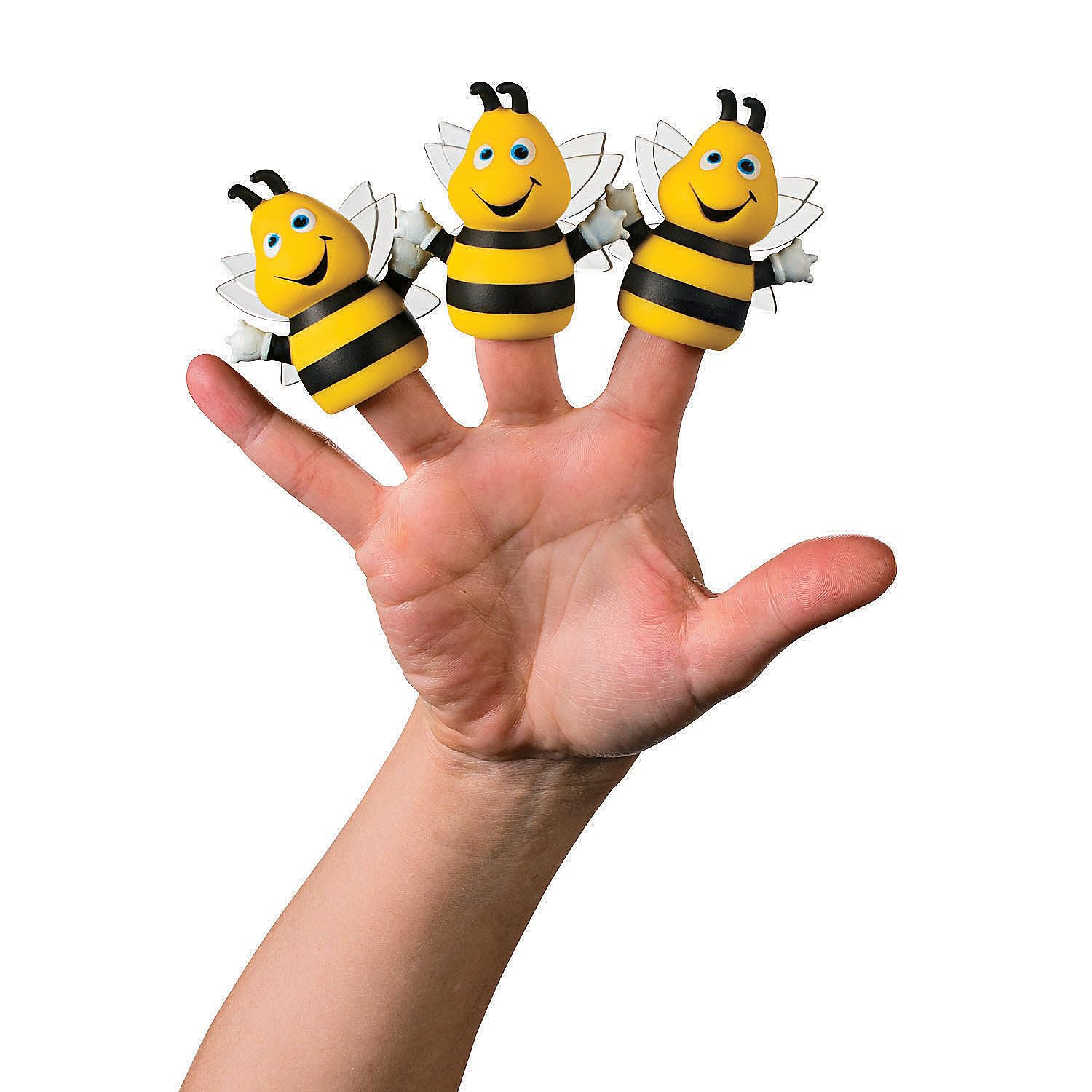 Fun Express Busy Bee Finger Puppets, 12 Count, Vinyl, Yellow with Blac ...