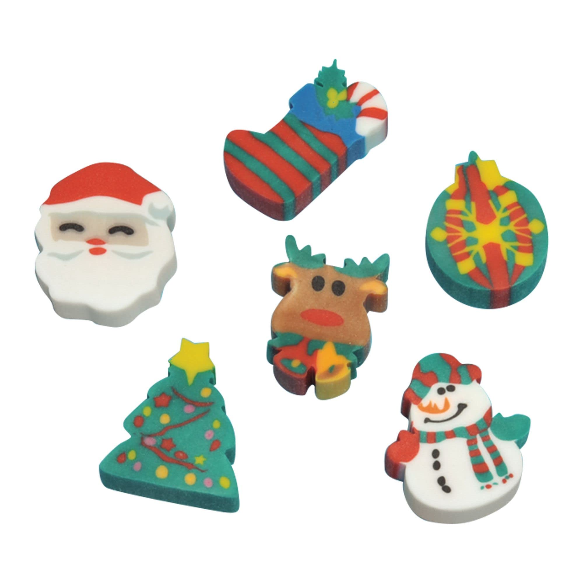 amscan Christmas Icon Erasers - 1 1/2, Assorted Designs, 12 Pcs – Toytooth