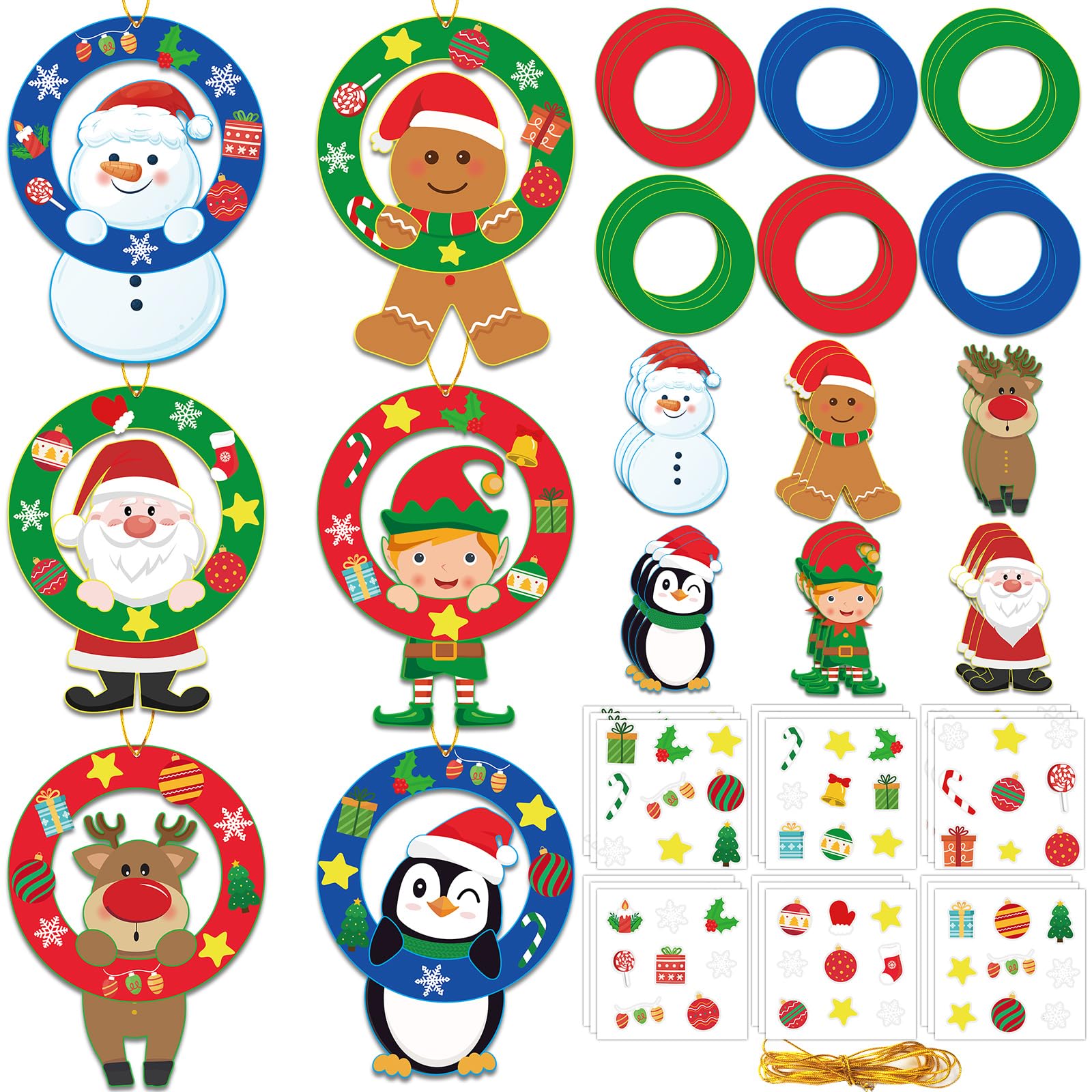 36 Sets Christmas Wreath Crafts Kits Xmas DIY Wreath Hanging Ornaments ...