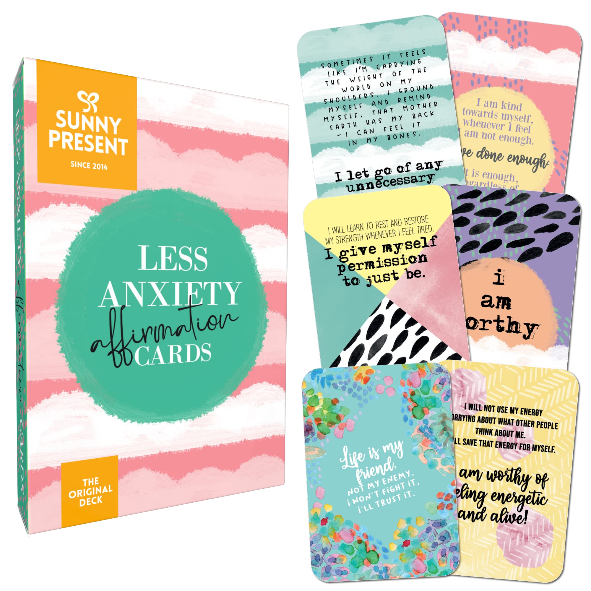Sunny Present Less Anxiety Affirmation Cards - 45 Beautifully Illustra ...