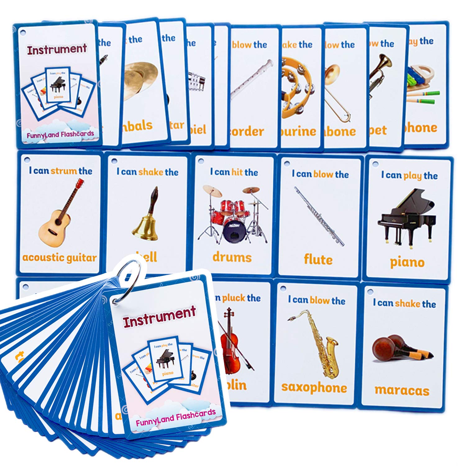 20PCS/Set Instrument Kids Gifts English Flash Cards Pocket Card ...