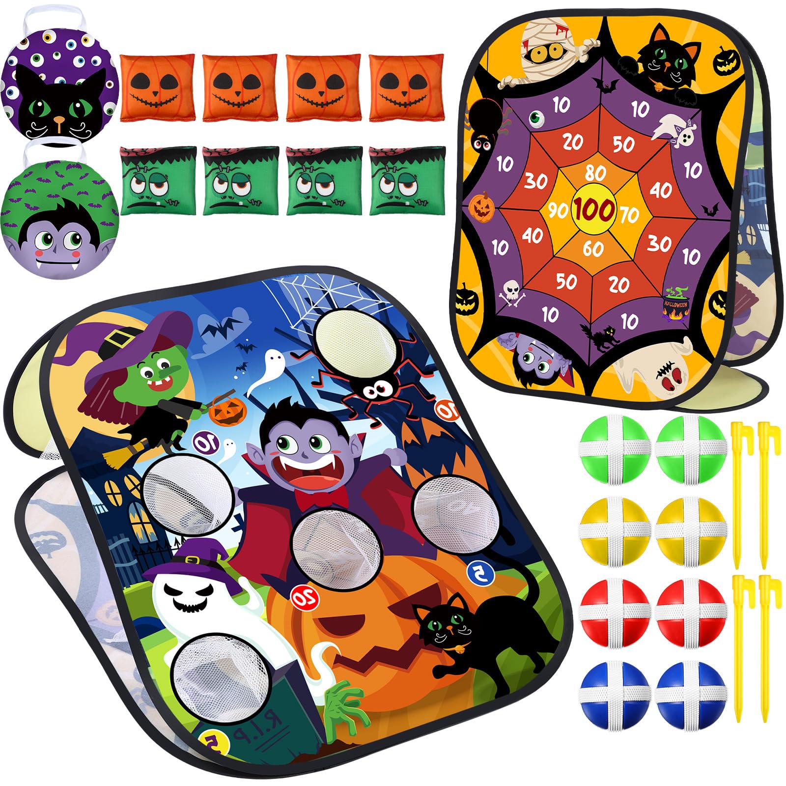 Blosssound Halloween Bean Bag Toss Games Set Double-Sided Foldable Dar ...