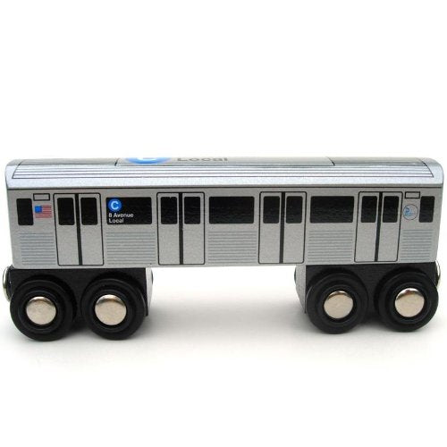 MUNI PALS Wooden Toy Train - NYC Subway C Train, Medium, Grey, Model M ...