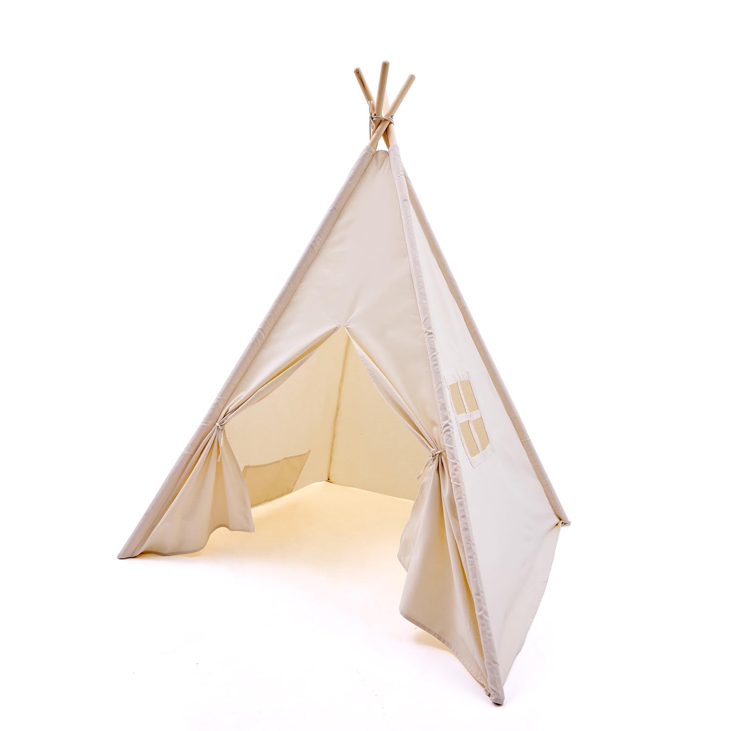 WATEVLOTCS Kids Play Teepee Tent, Natural Cotton Canvas & Pine Wood Fr ...