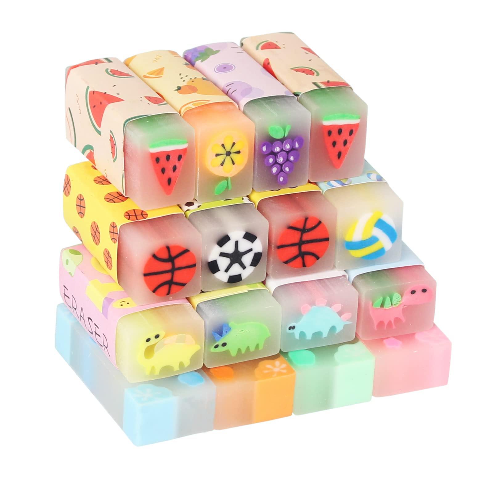 Cute Erasers For Kids Bulk 16 Pack Animal Food Fun Desk Pets Pencil St ...