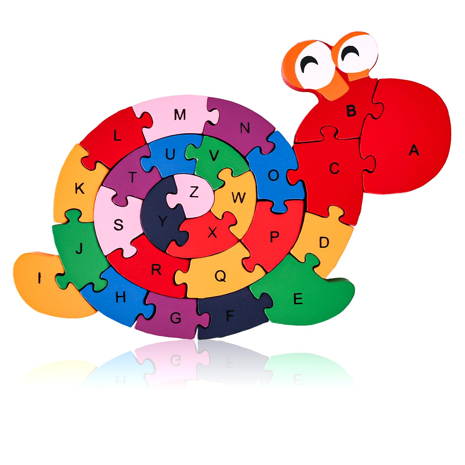 Lovestown Alphabet Jigsaw Puzzles, Wooden Snail Letters Numbers Block ...