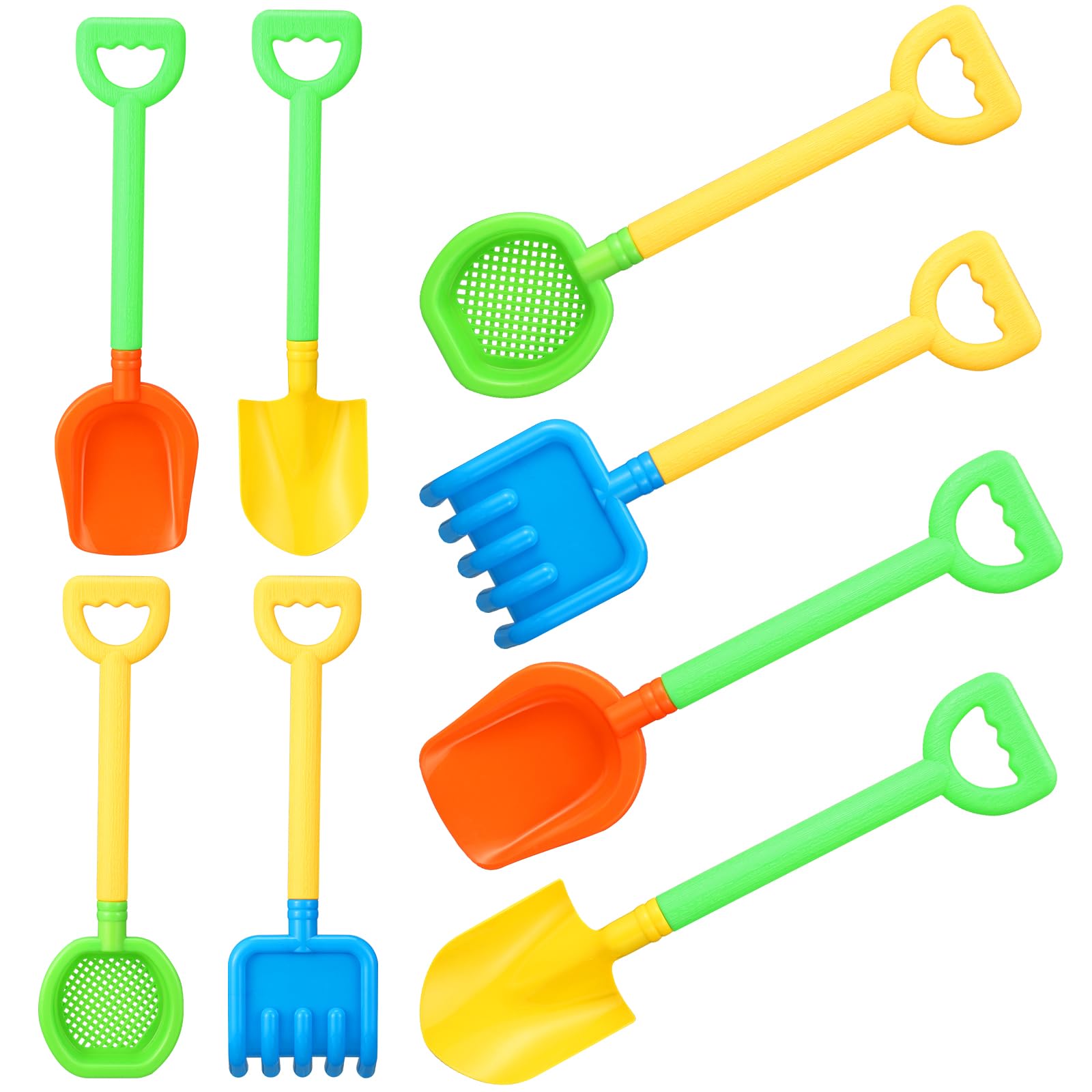 Skylety 8 Pieces Kids Beach Sand Shovels Colorful Plastic Rake Beach S ...