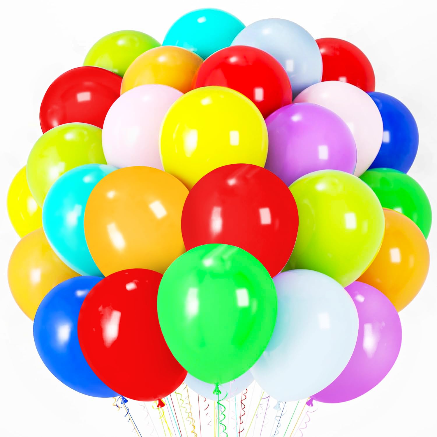 Voircoloria Balloons, 66Pack 12Inch Assorted Color Rainbow Latex Party ...