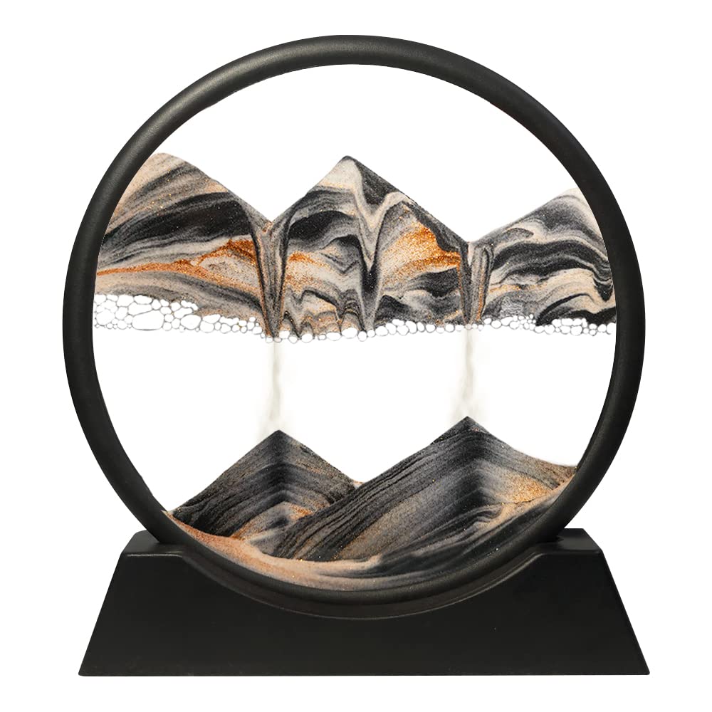 Muyan 3D Deep Sea Moving Sand Art Picture, 7 Inch Round Glass Sandscap ...