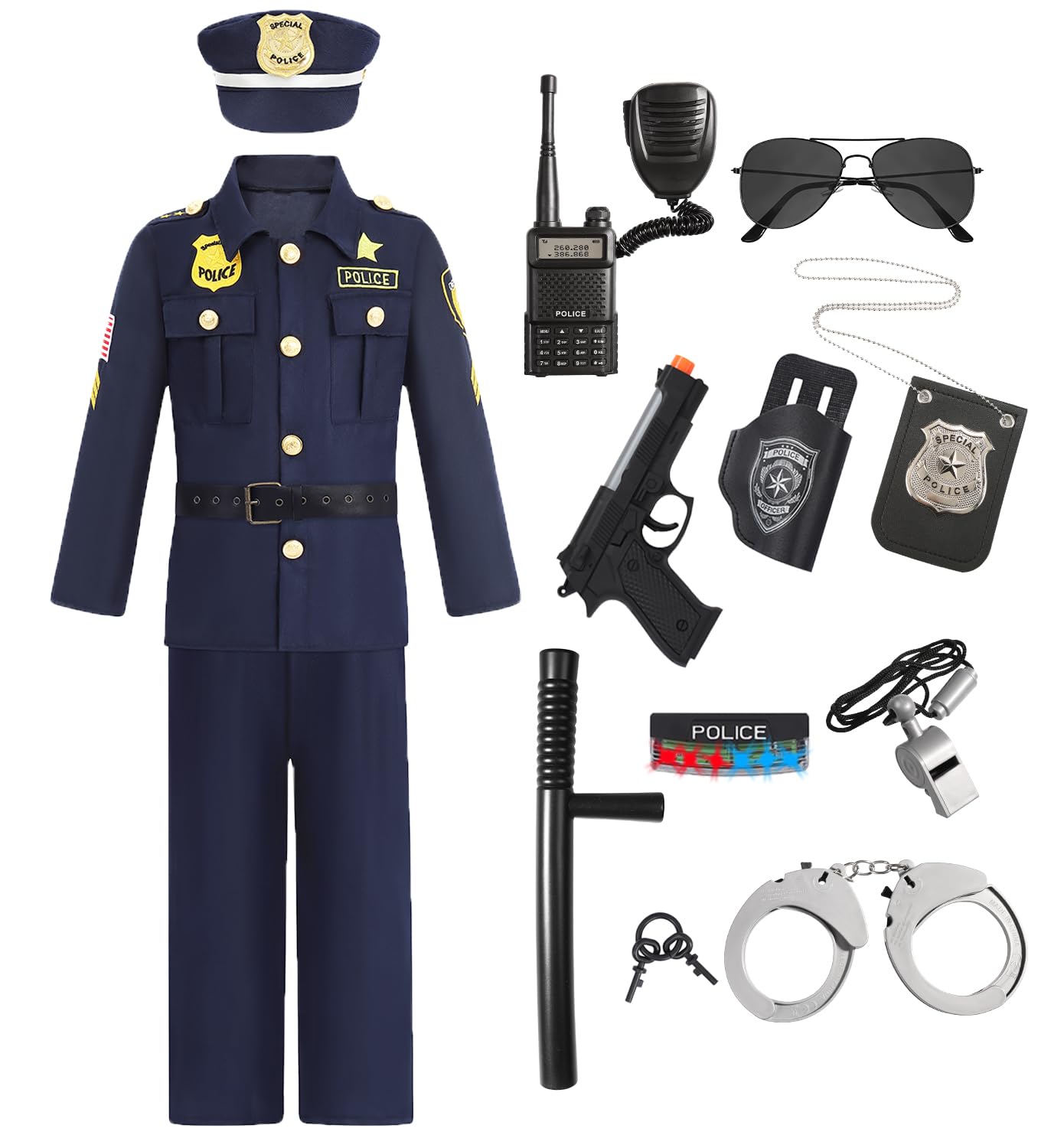 Miulruma Cop Costume For Kids Boys Police Officer Costume Suit With Ha ...