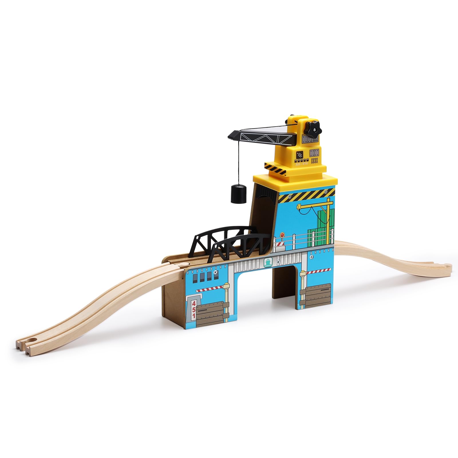 Sainsmart Jr. Wooden Train Set Accessories, Magnetic Rotary Crane Set ...