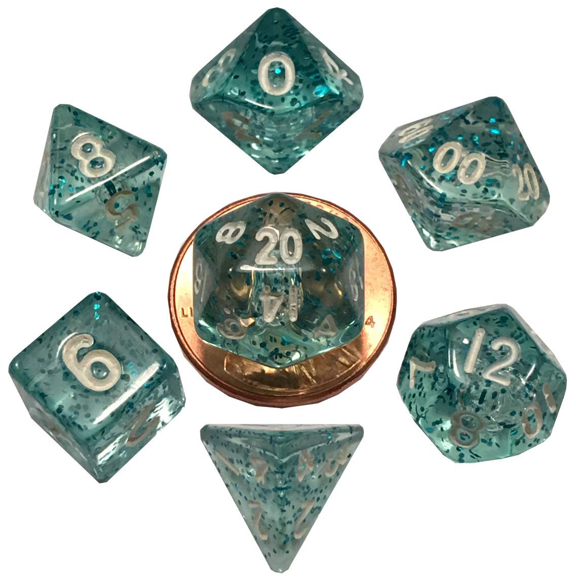 Ethereal Light Blue 10mm Mini Polyhedral Dice Set – Toytooth