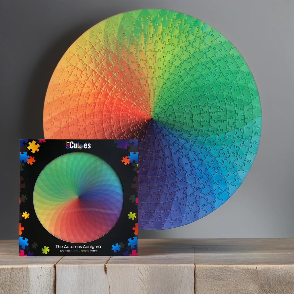 500 Pieces Round Jigsaw Puzzles - CMY Cubes - Rainbow Palette - Color ...