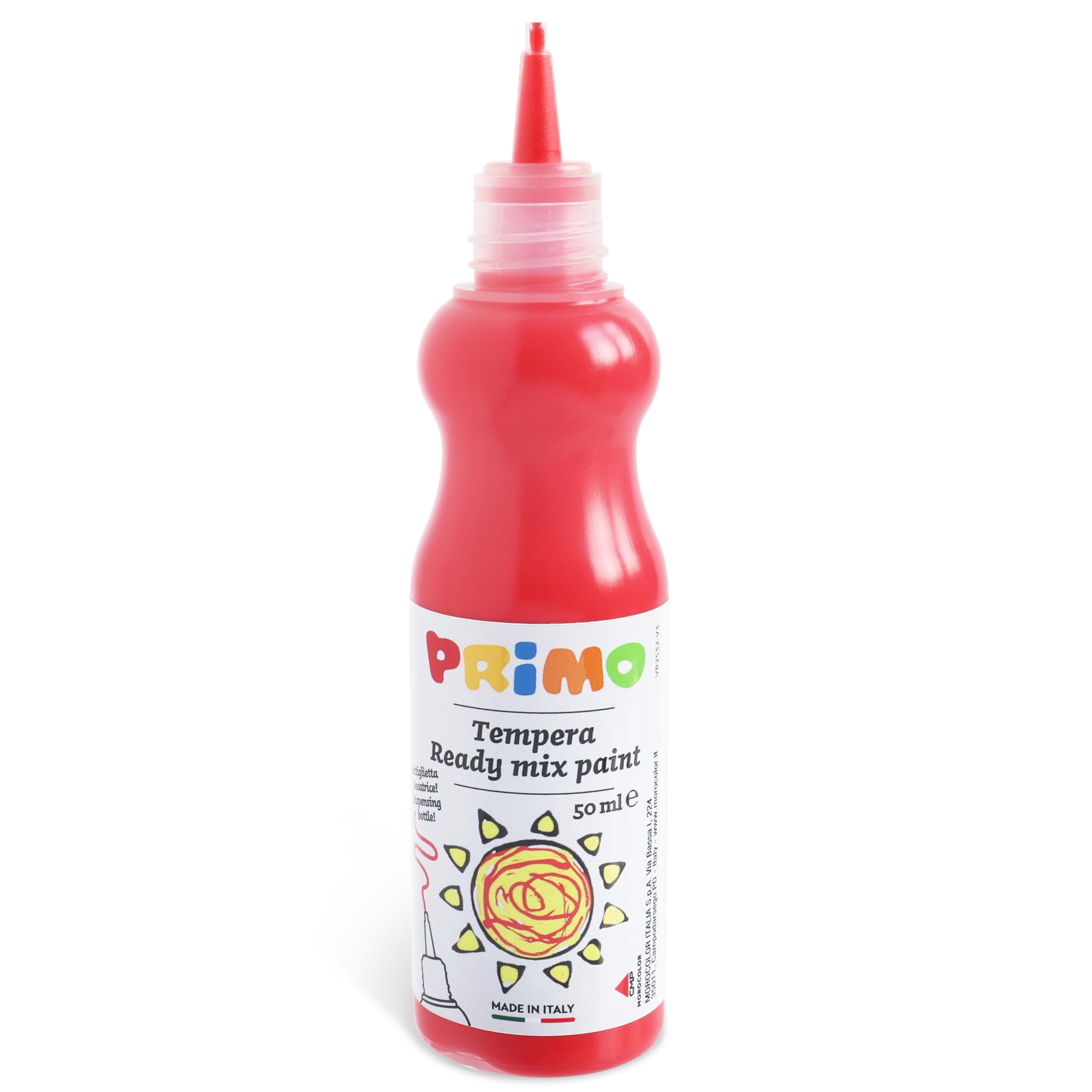 PRiMO Tempera Paint Bottle, 50ml, Vermillion, Non-Toxic, Ergonomic, For ...