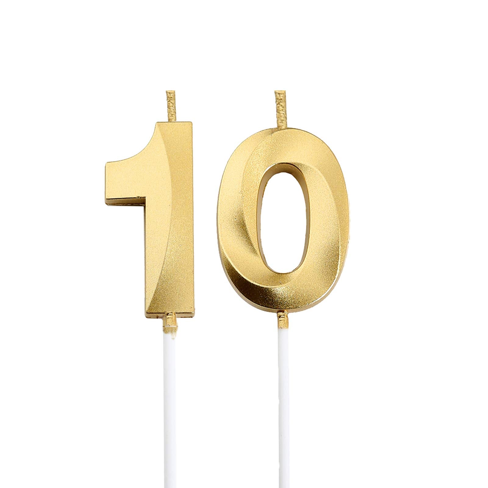10th Birthday Candles,Gold Number 10 Cake Topper for Birthday ...