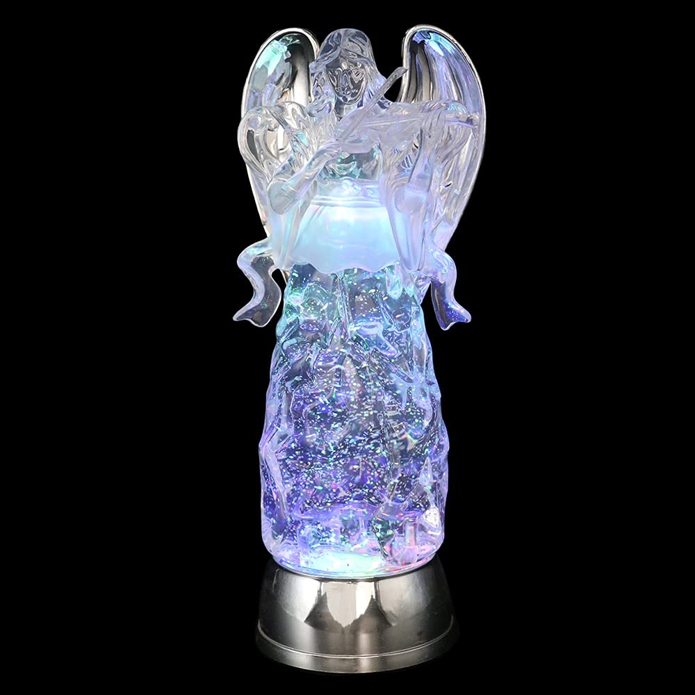 Eldnacele Tri-Color Lighted Swirl Glittering Angel, Battery Operated L ...