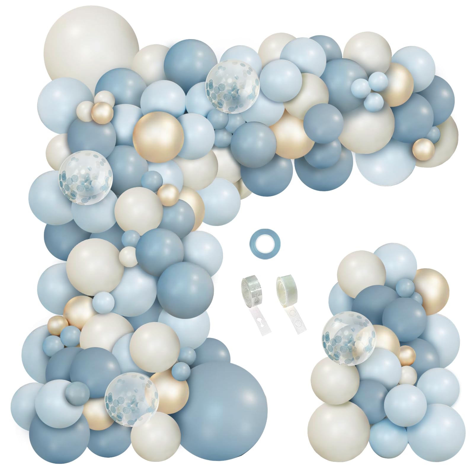 Ilafm 150Pcs Dusty Baby Blue Balloon Arch Garland Kit, Sand White Slat ...