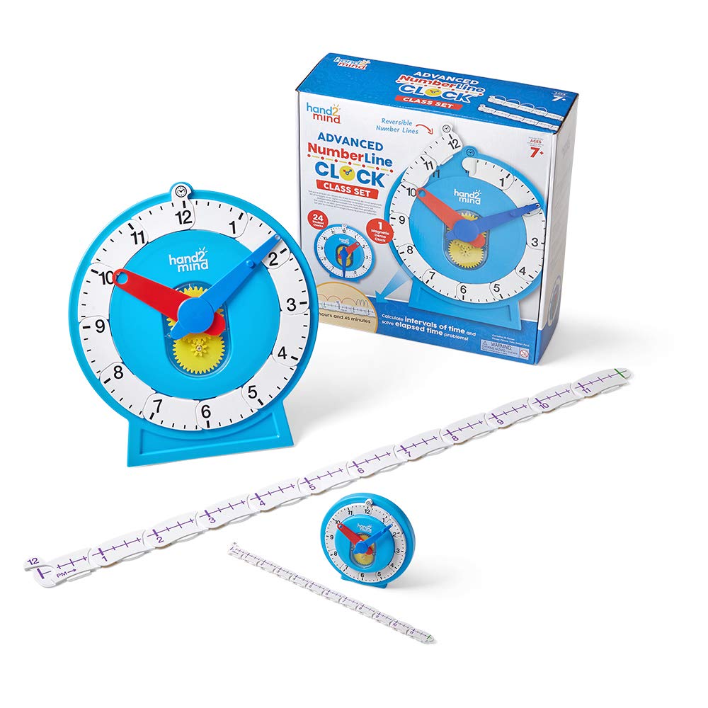 Hand2Mind Advanced Numberline Clock, Telling Time Teaching Clock ...