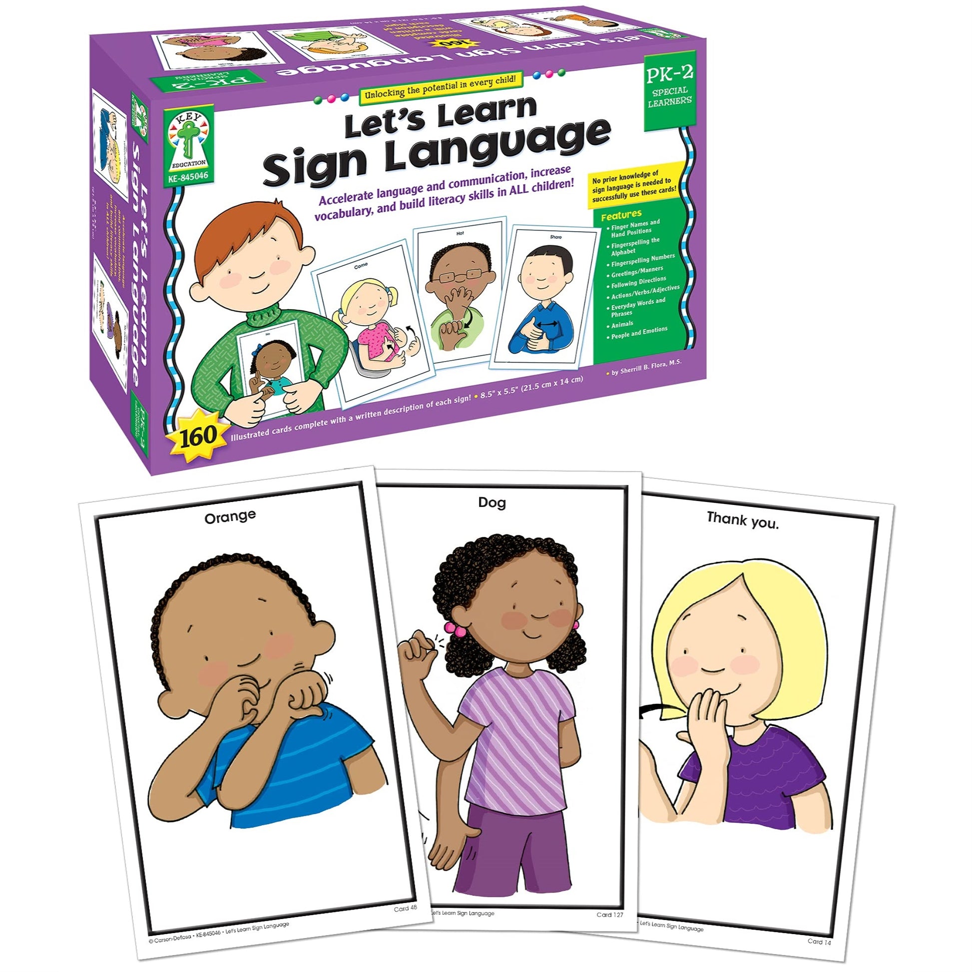 Key Education 160 American Sign Language Flash Cards For Kids, Asl Fla ...