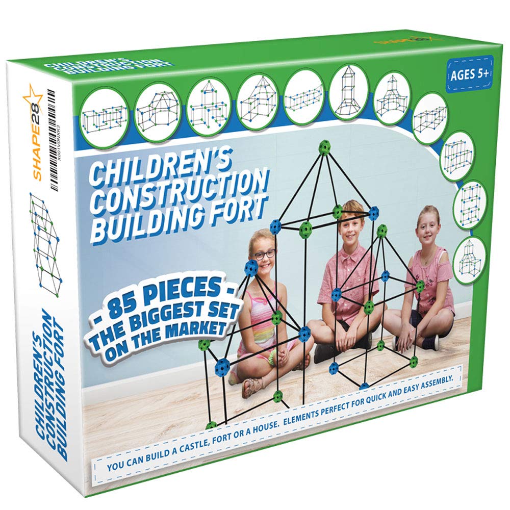 Matchaccino Construction Fort Building Kit - 85 Pieces With Storage Ba ...