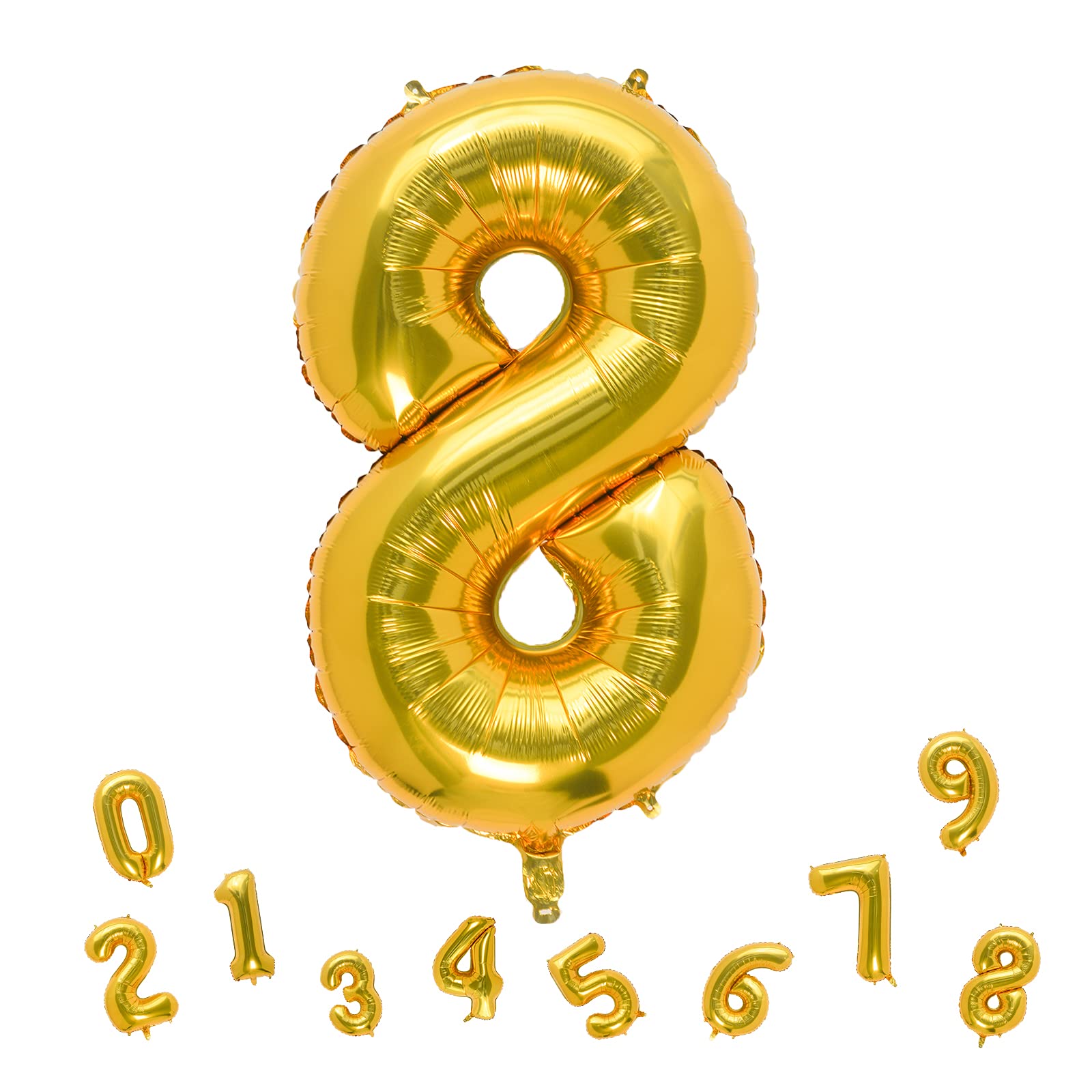 32 Inch Gold Number 8 Balloons Foil Ballon Digital Birthday Party Deco ...