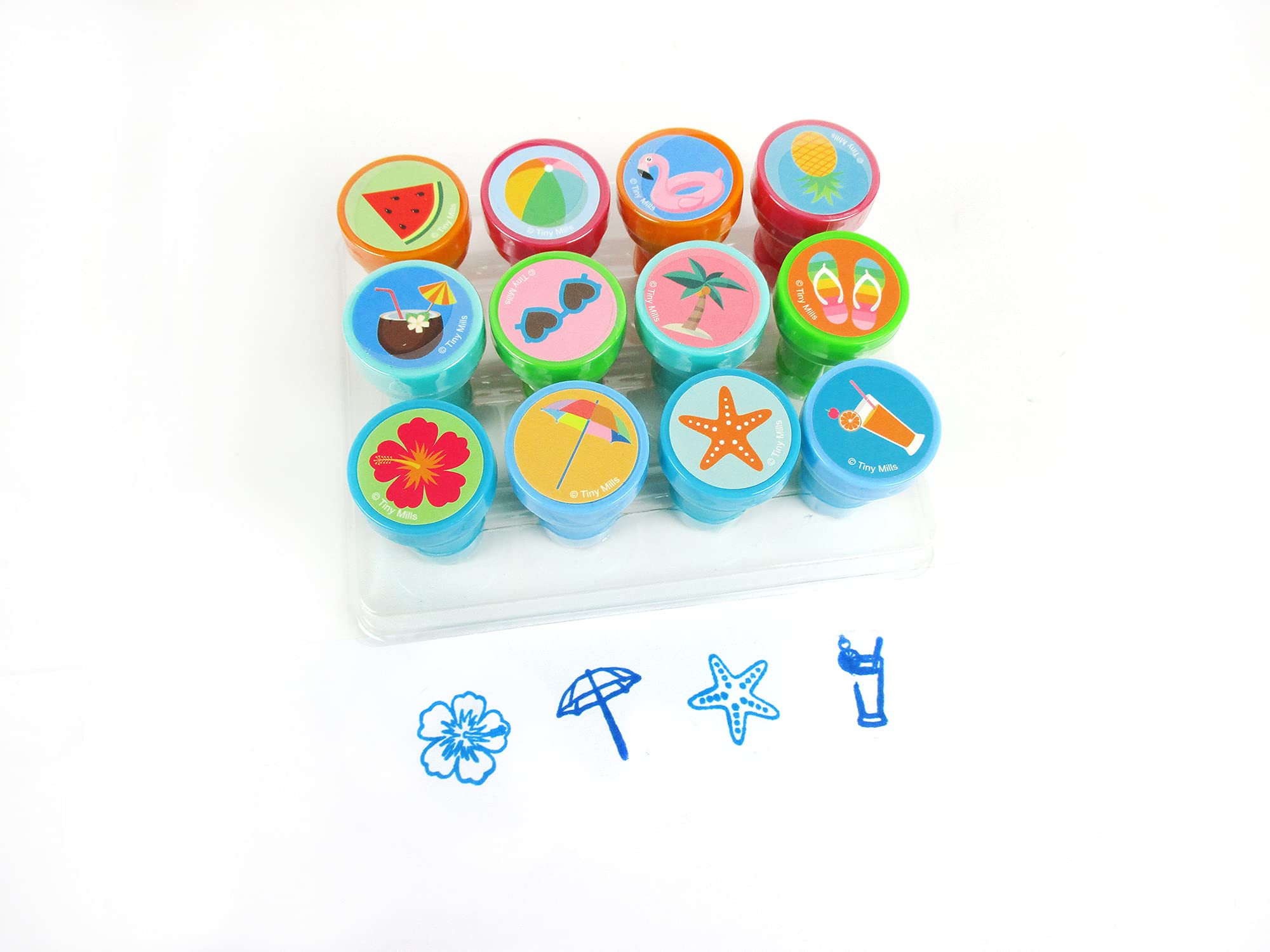 12 Pcs Summer Beach Pool Party Stamp Kit for Kids Self Inking Stamps ...