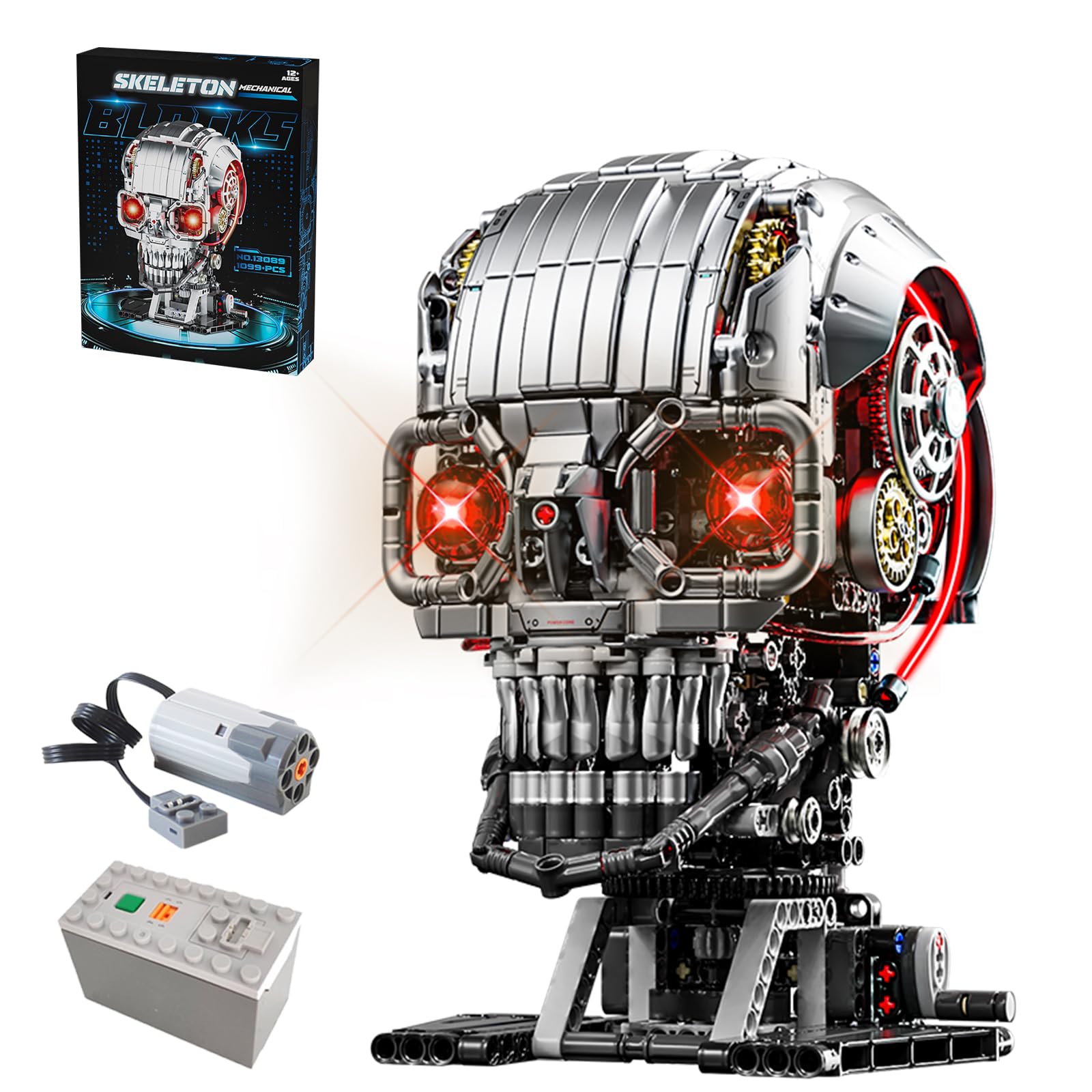 CSNRHG Mechanical Skull Building Block Set 3D Poseable Model with Mand ...
