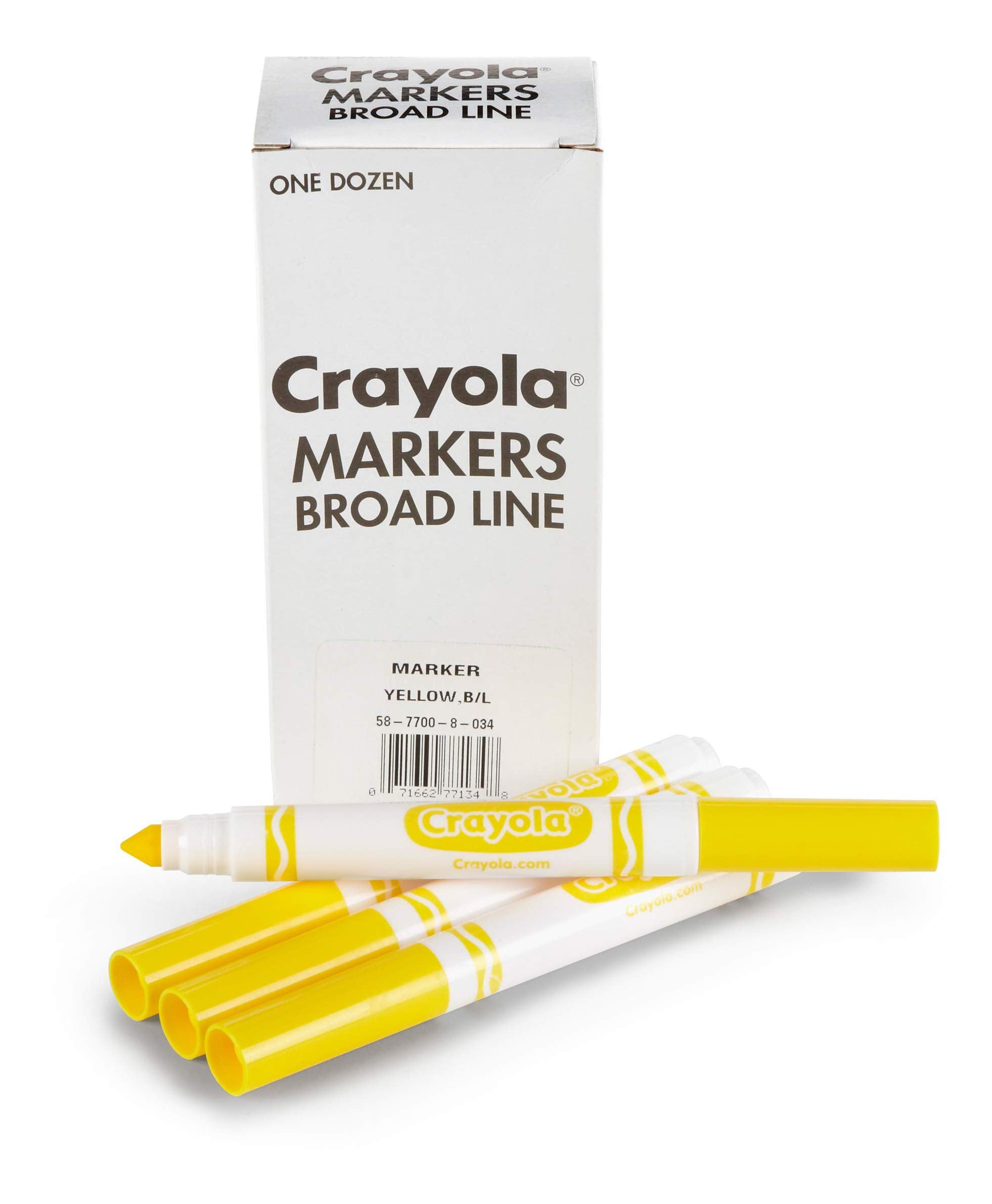 Crayola Broad Line Markers - Yellow (12Ct), Markers For Kids, Bulk ...