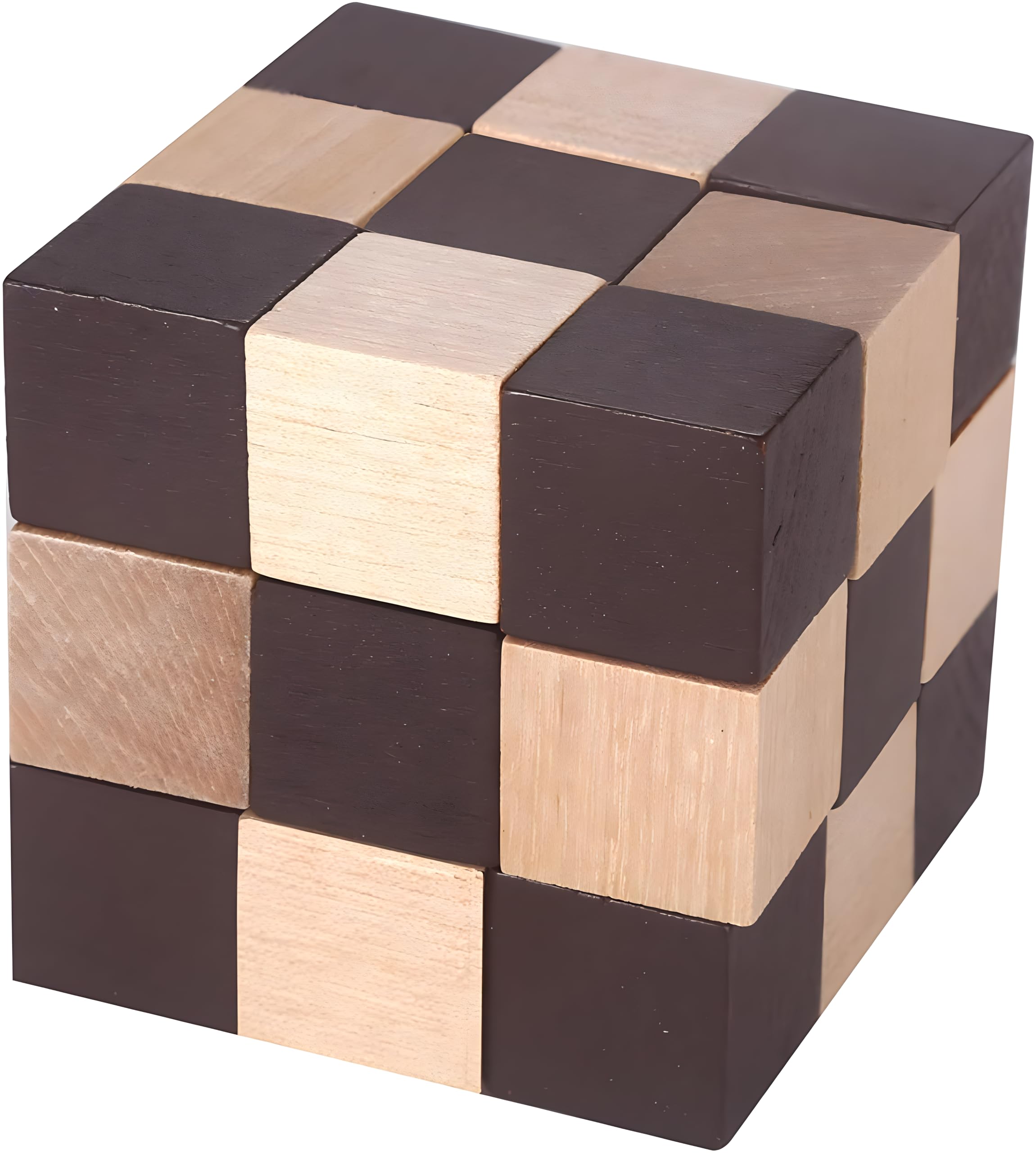 MAGIKON Brain Teaser Cube Puzzle Toy - 27 Pieces, Wooden Square Snake ...
