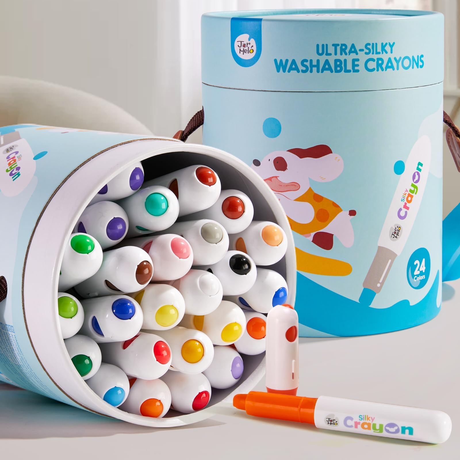 Jar Melo Jumbo Twistable Crayons For Toddlers, 24 Colors Ultra-Silky ...