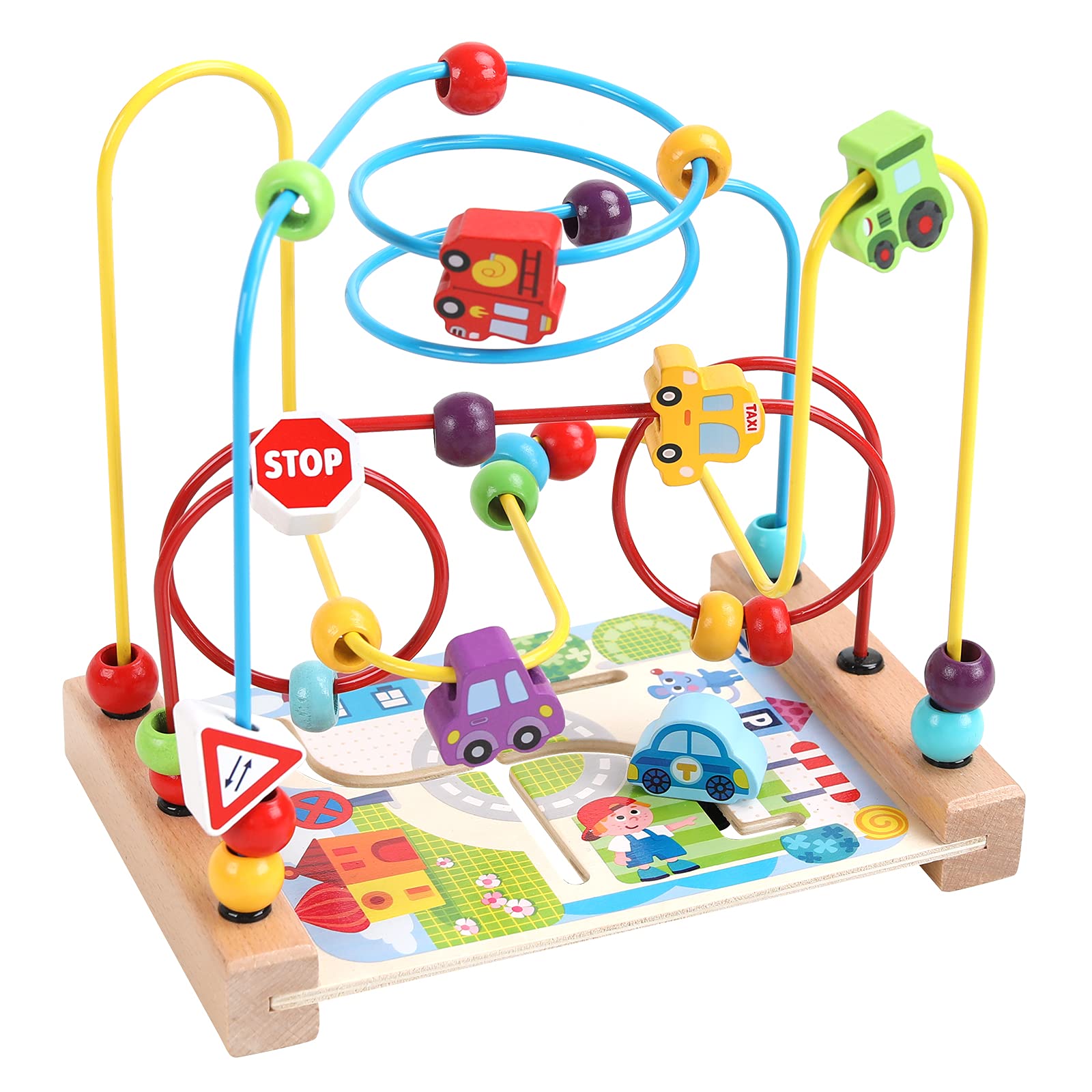 Aishun Wooden Bead Maze Toys For Toddlers, Bead Toy Colorful Roller Co ...
