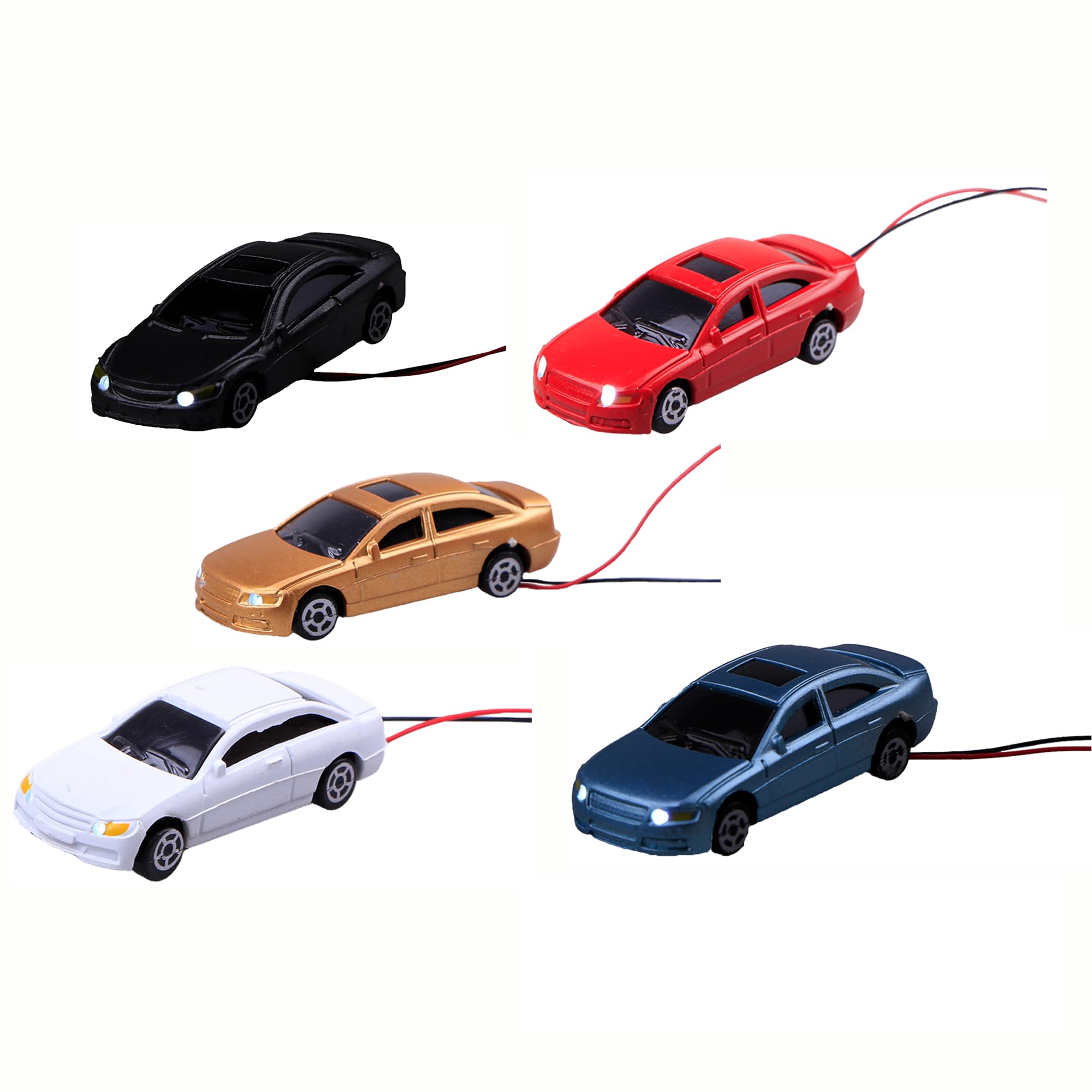 Szzijia 5Pcs 1:100 Ho Scale Model Led Lighted Car With 12V Front And R ...