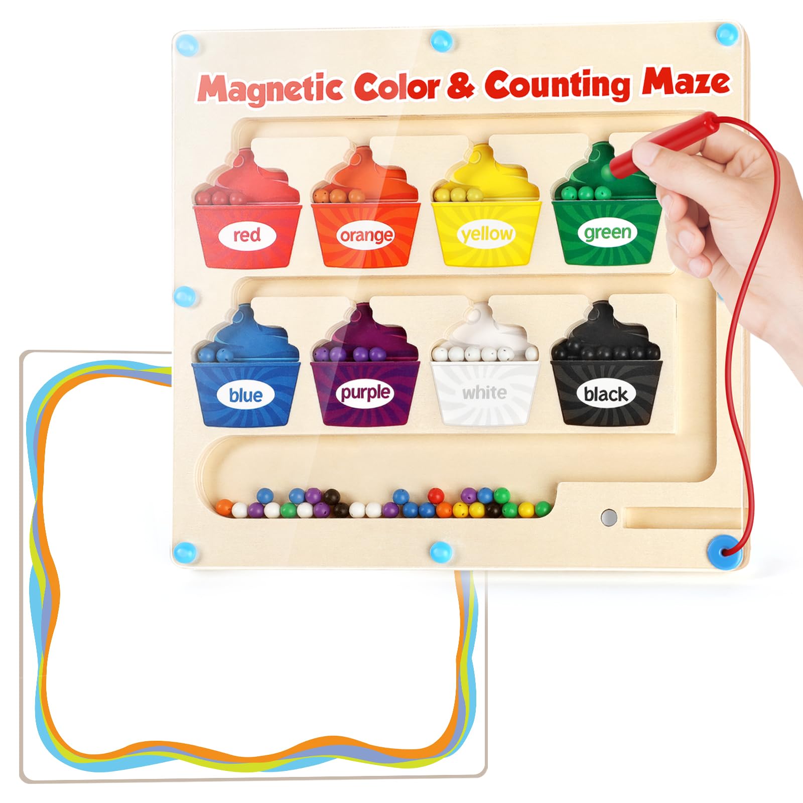 Aizweb Magnetic Color & Number Maze,Montessori Toys Wooden Magnetic Pu ...