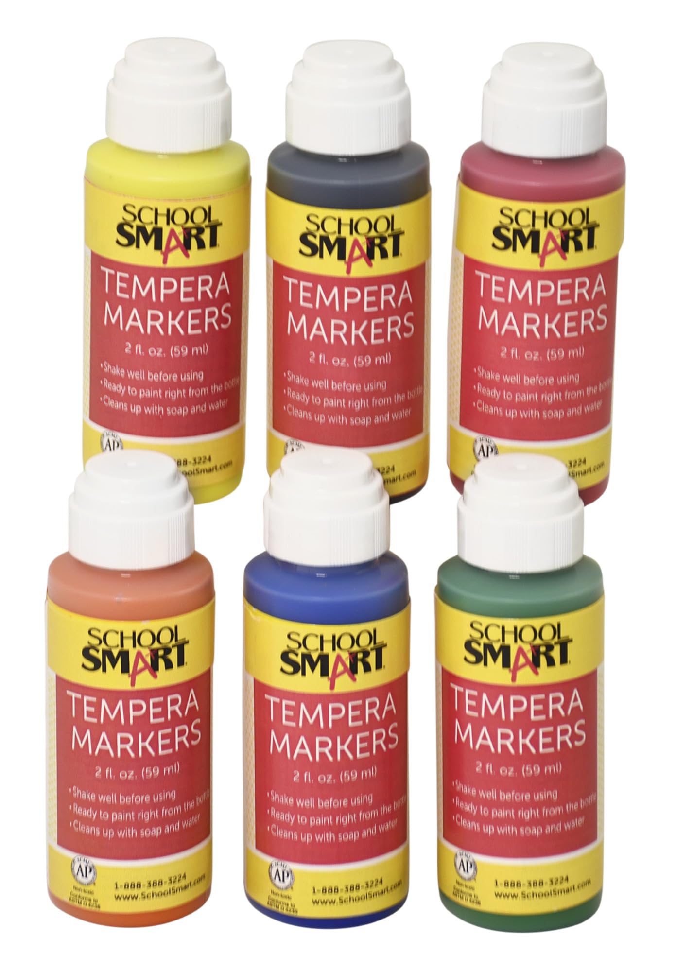 School Smart Non-Toxic Poster Marker Tempera Paint Set with 3/8 in ...