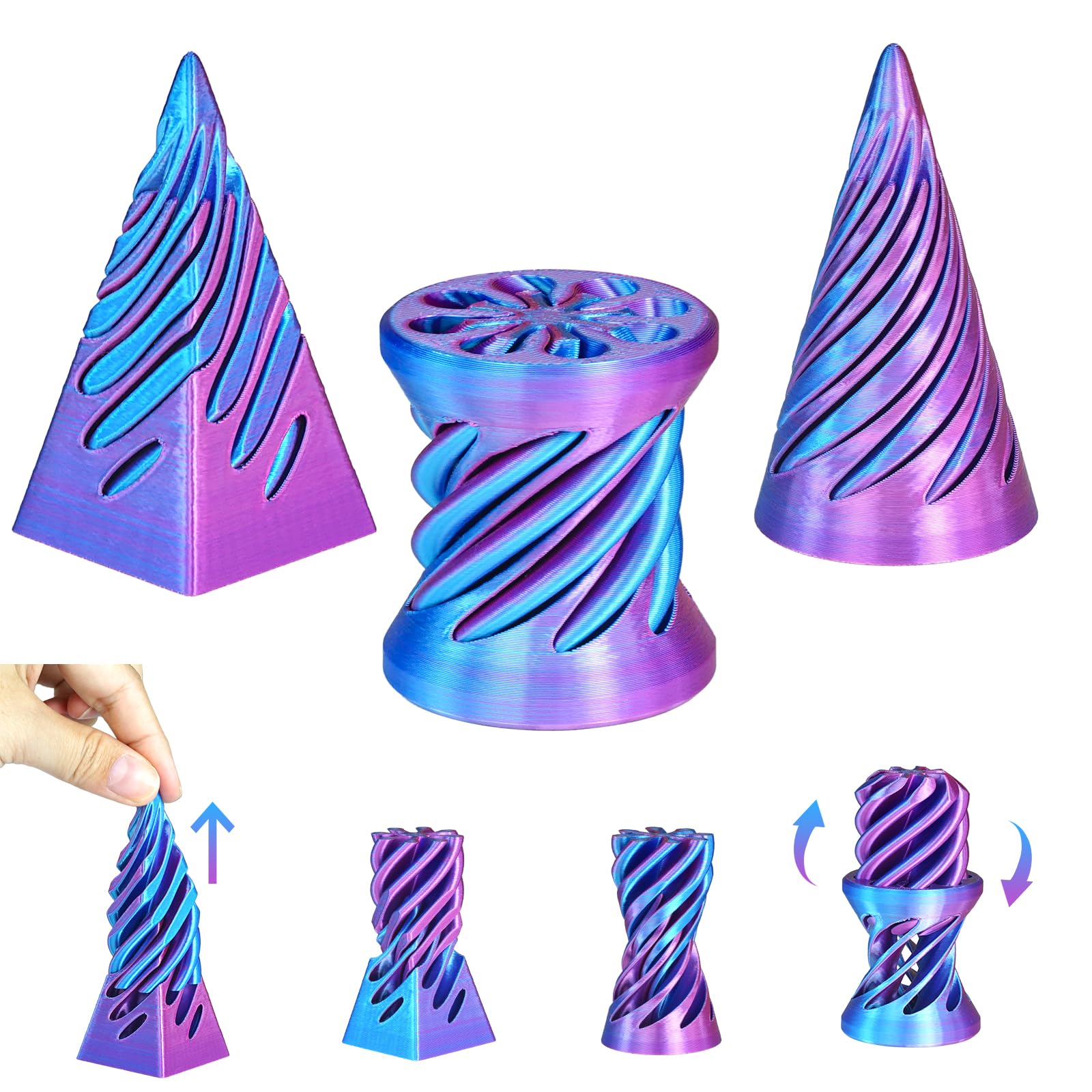 Mydhall 3PCS Impossible Cone 3D Printed Spiral Cone Fidget Toys Imposs ...
