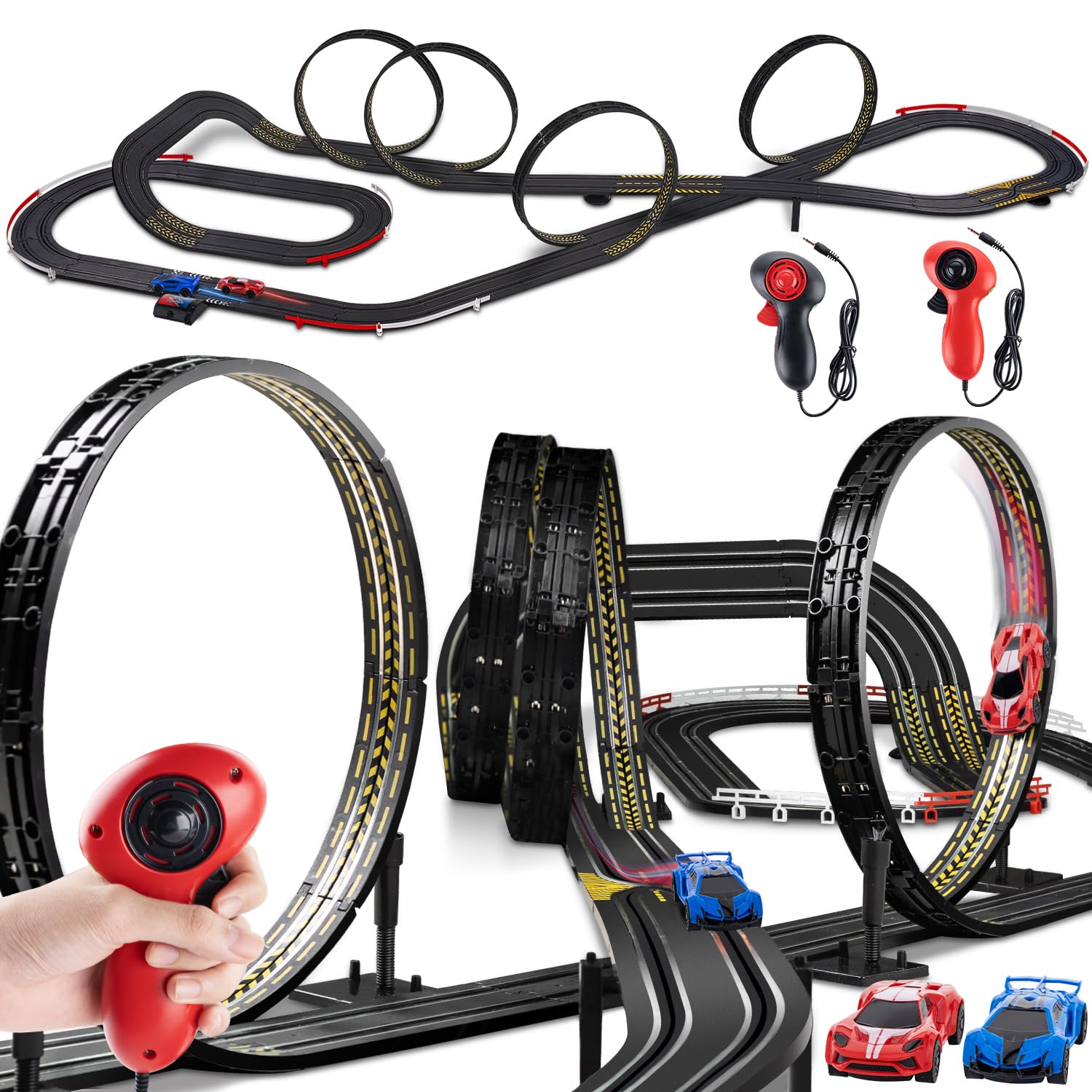 Cusocue High-Speed Slot Car Race Track Playset, Deluxe Electric Powere ...