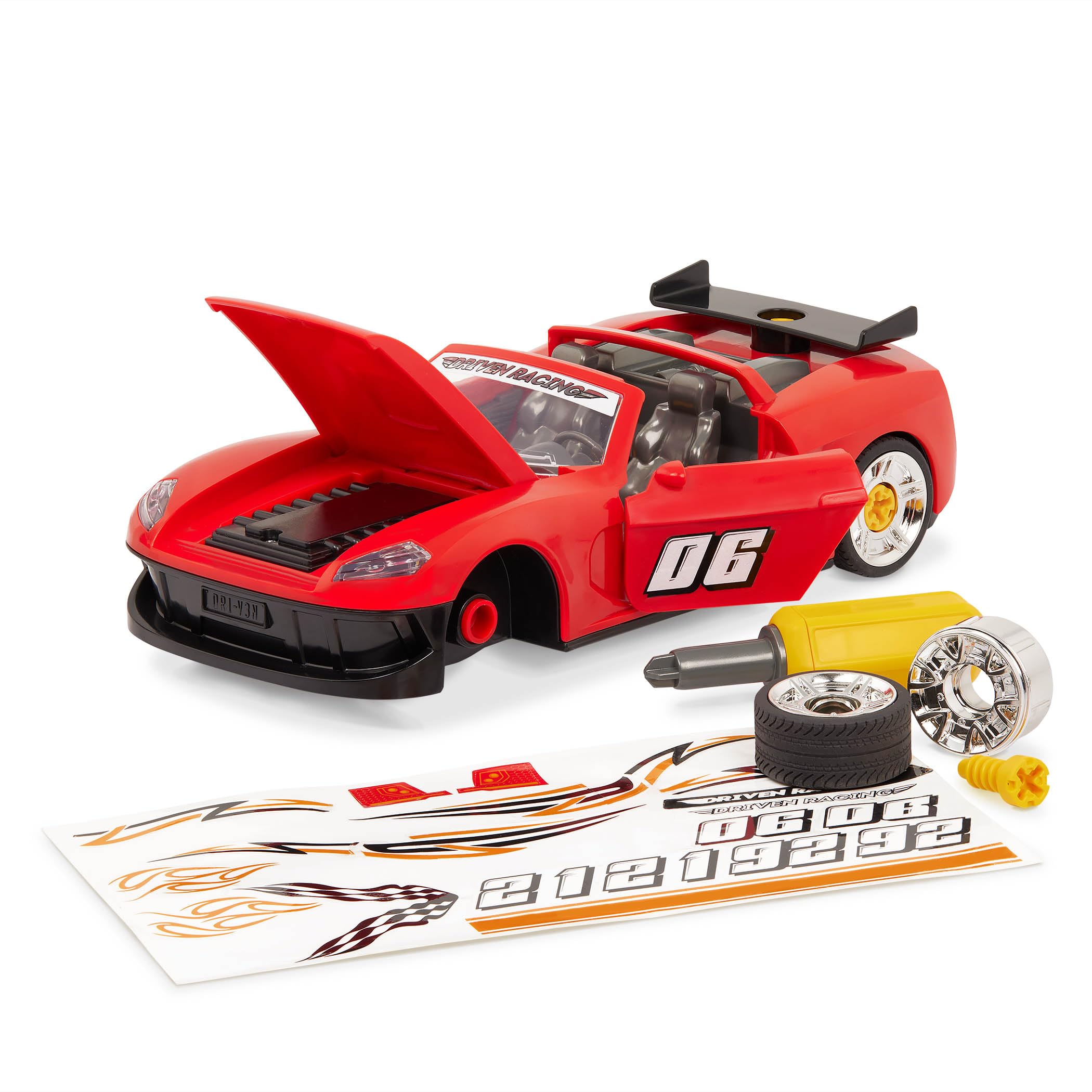 Driven by Battat Take-Apart Sports Car Playset 34pc Red Toy Car STEM ...