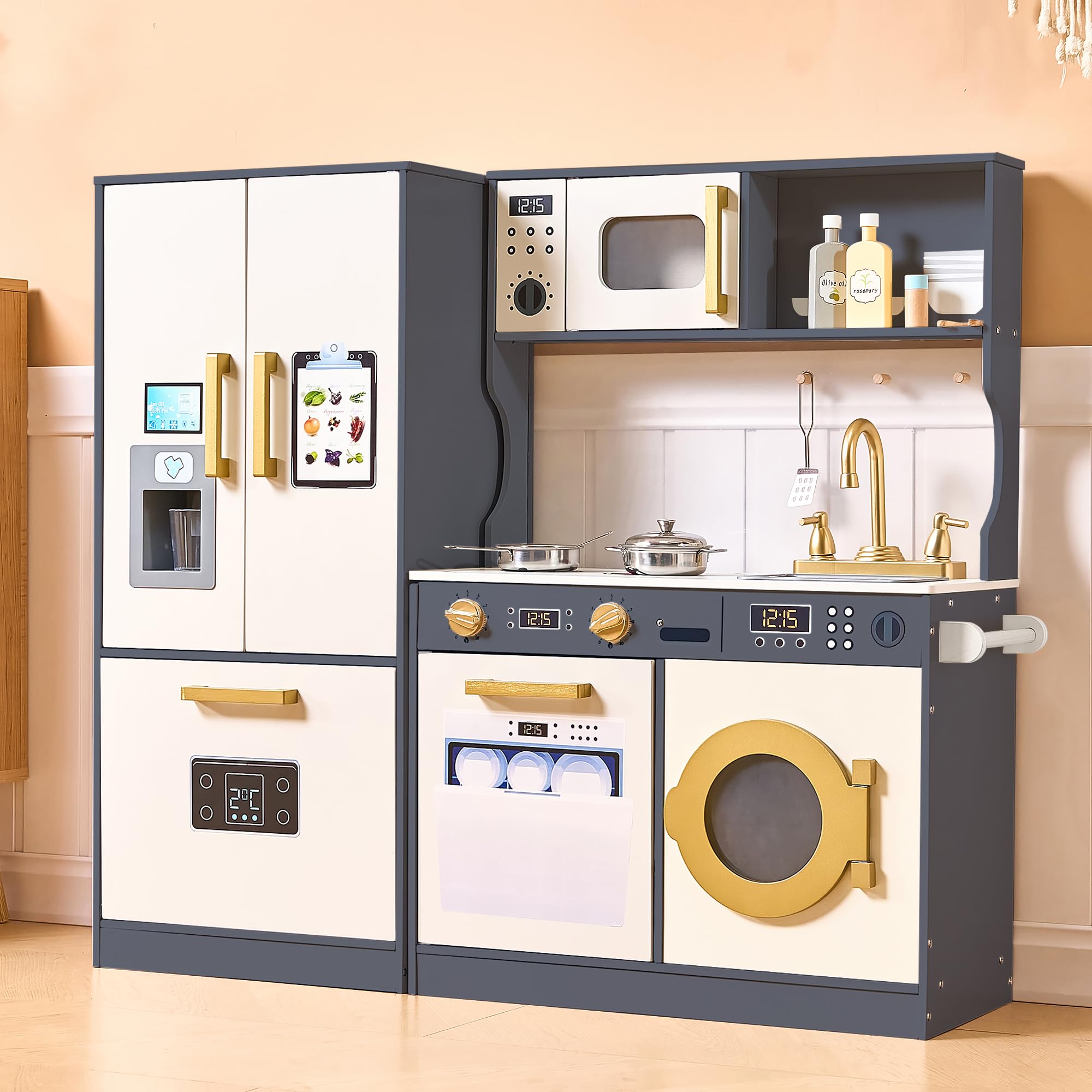 Kids Kitchen Playset With Realistic Design, Luxury Play Kitchen With E ...