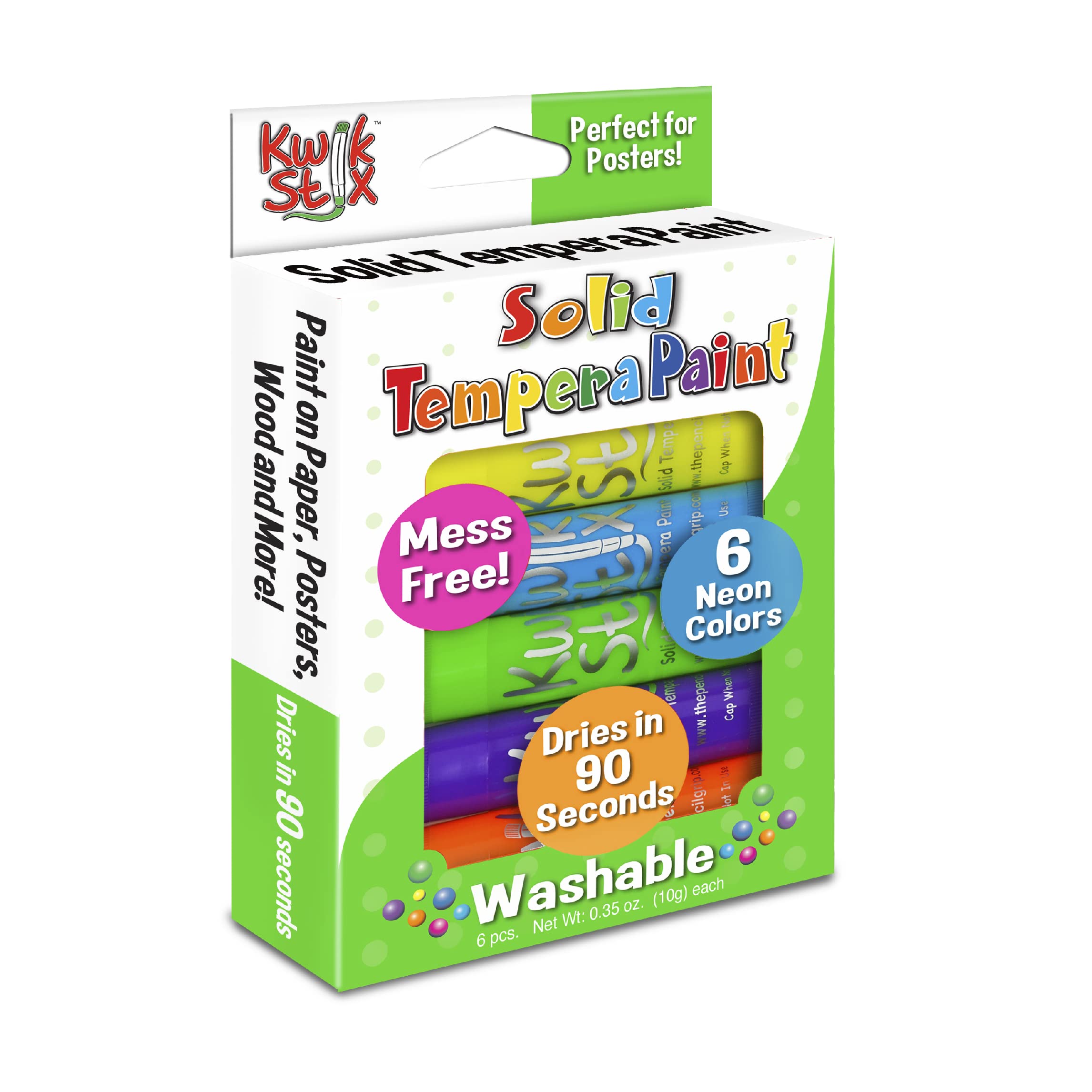 The Pencil Grip Kwik Stix NEON Solid Tempera Paint, Super Quick Drying ...