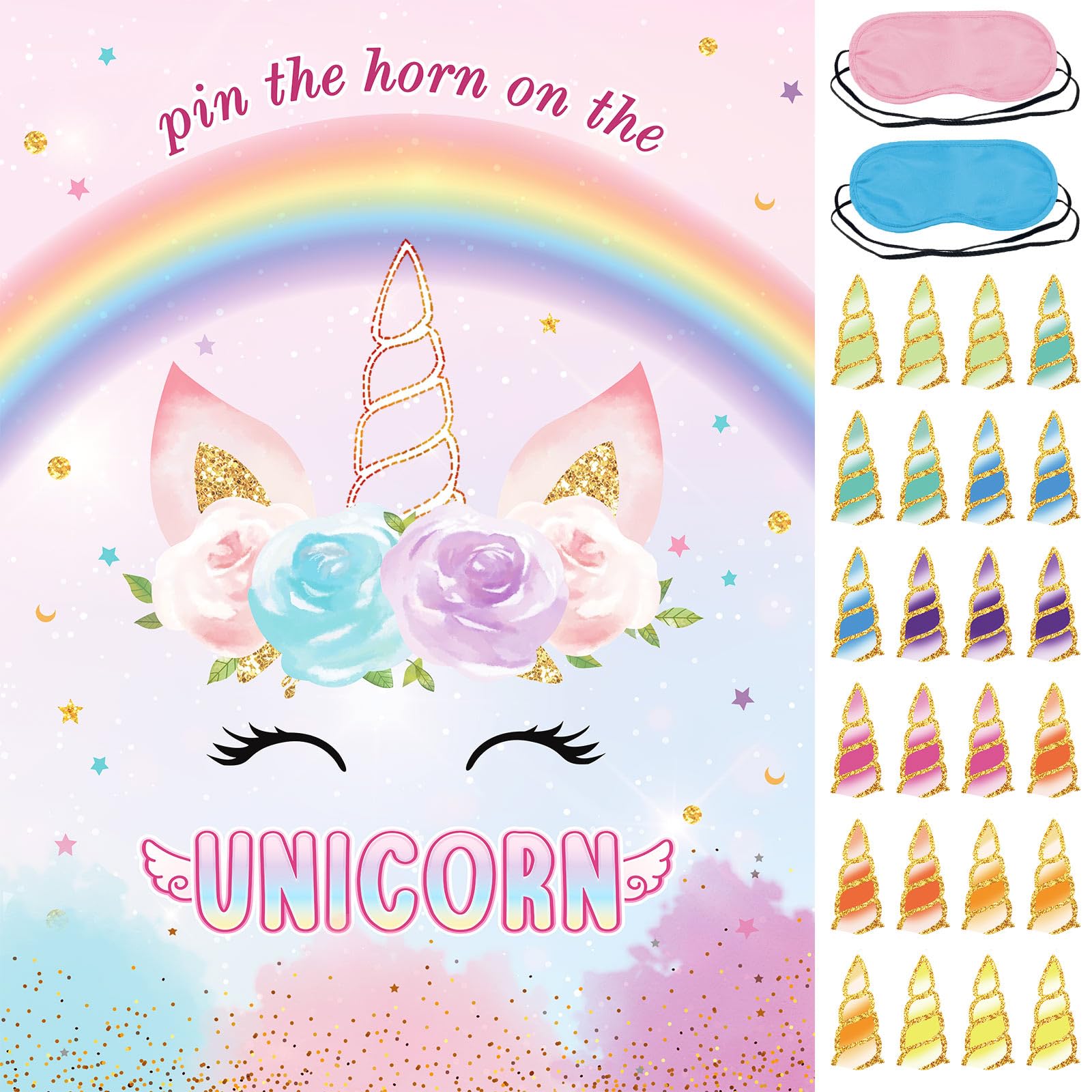 Pin The Tail On The Unicorns Party Game With 24 Pcs Tails For Kids Gir ...