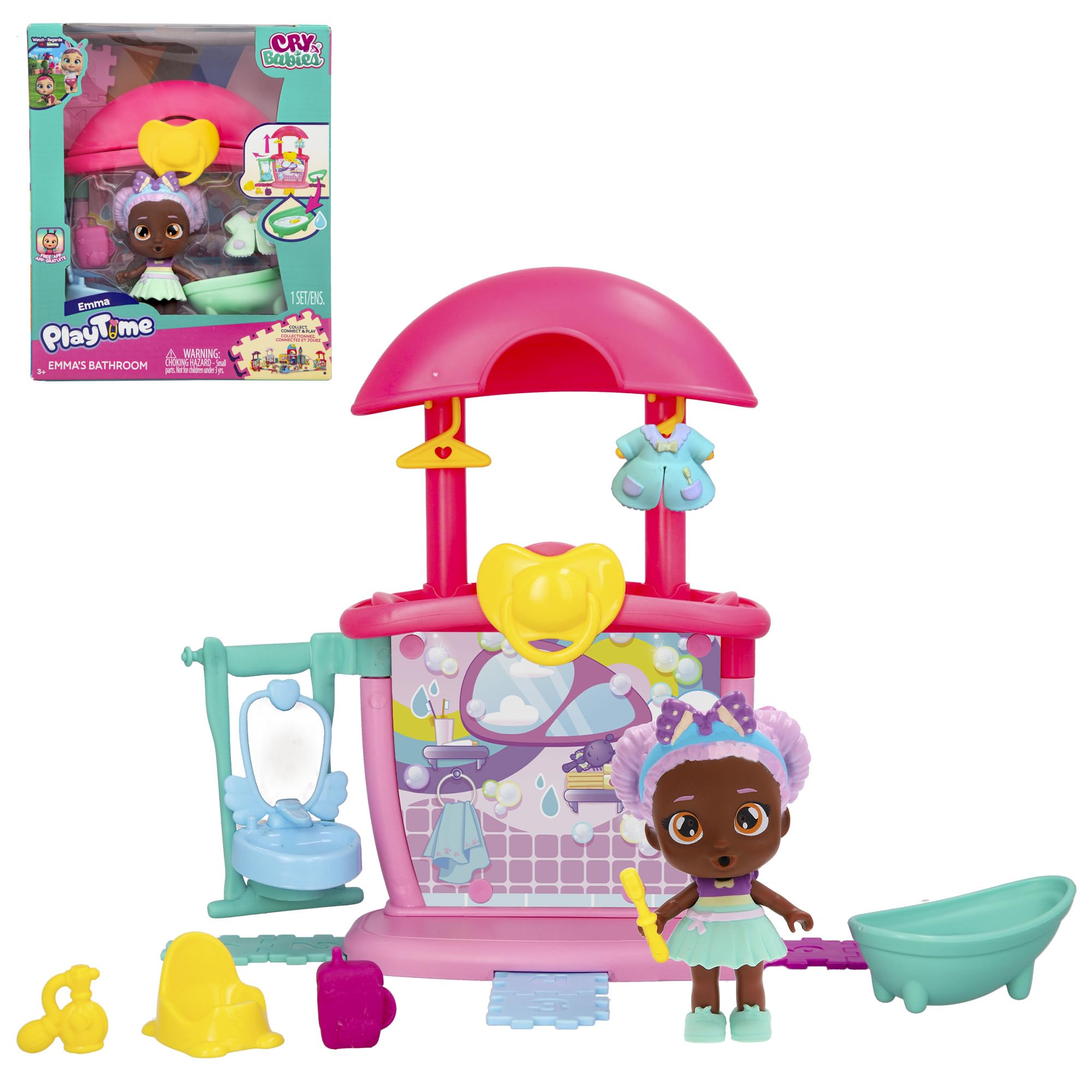 Cry Babies Playtime Emmas Bathroom Playset with Collectible Doll and 4 ...