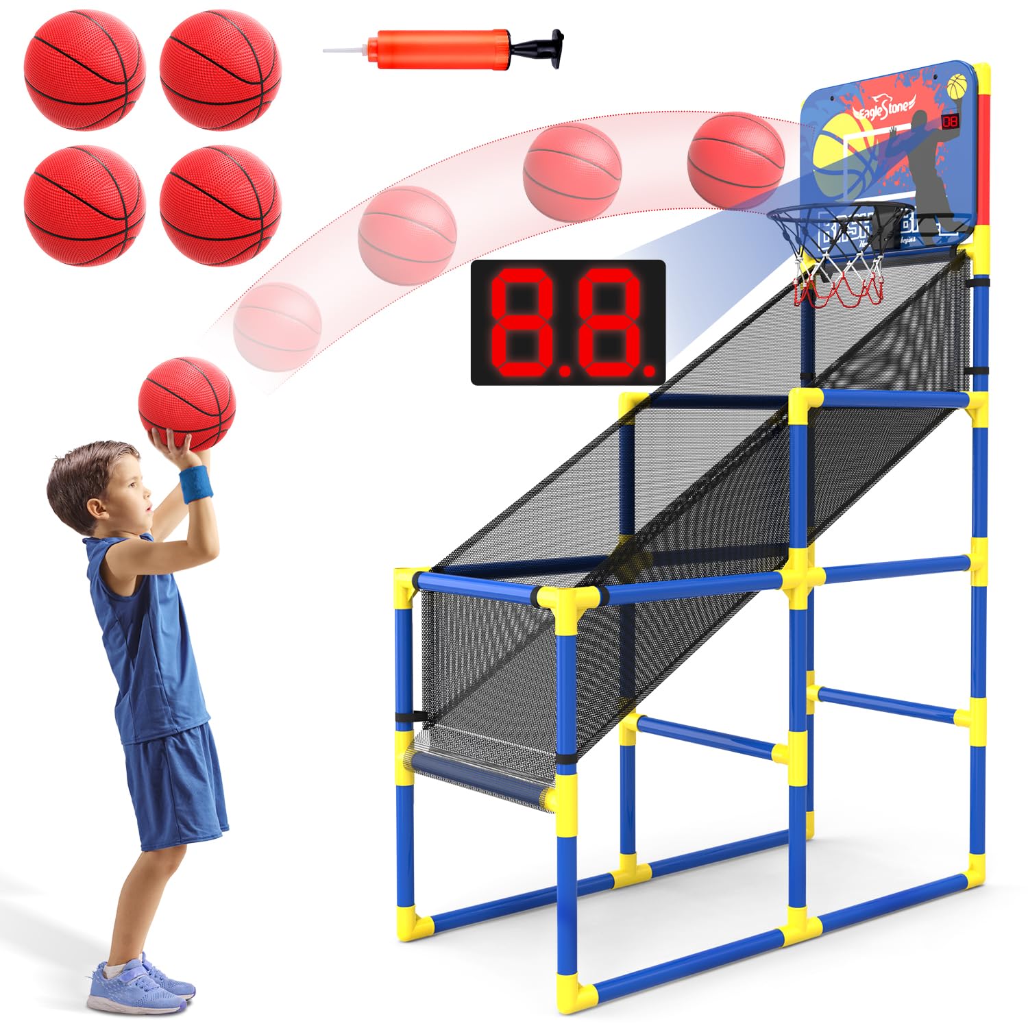Kids Basketball Hoop Arcade Game W/Electronic Scoreboard Cheer Sound ...
