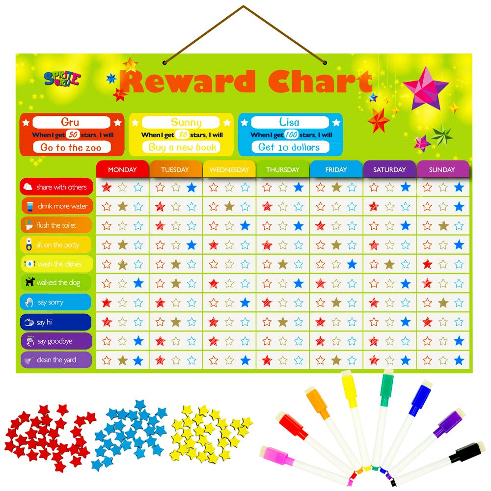 Magnetic Reward Behavior Star Chore Chart For One Or Multiple Kids, In ...