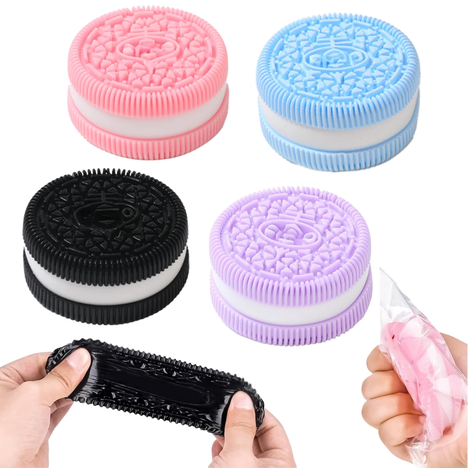 4Pcs Biscuit Stress Relief Toy, Pinching Biscuit Simulation Squishy Toy ...