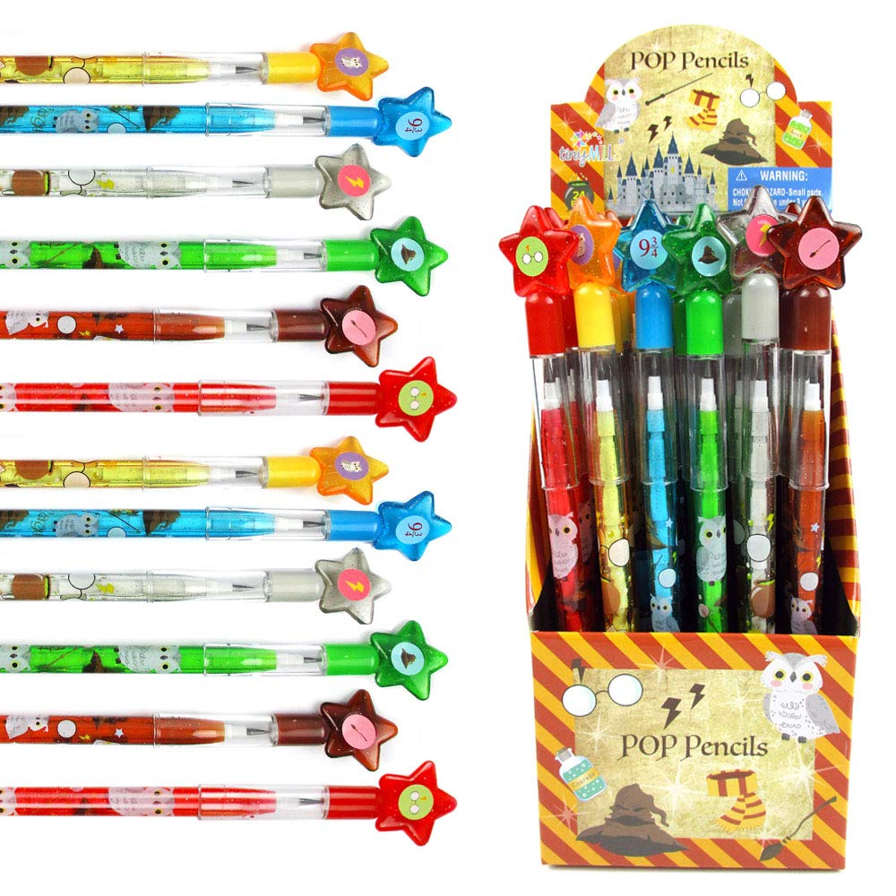 TINYMILLS 24 Pcs Wizard Multi Point Stackable Push Pencil Assortment ...