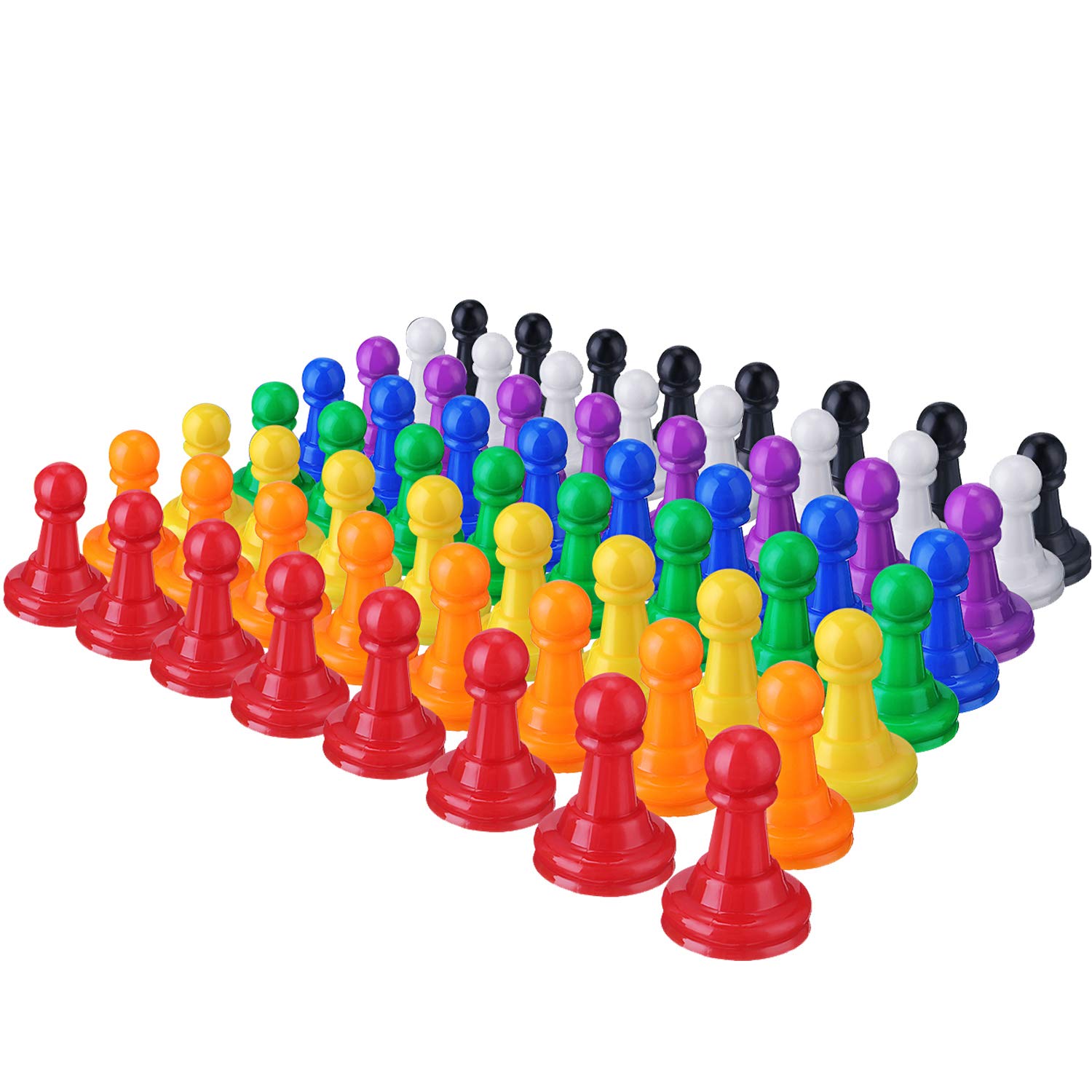 64 Pcs Board Games Pieces Multicolor Plastic Pawn Chess Pieces, 1 Inch ...