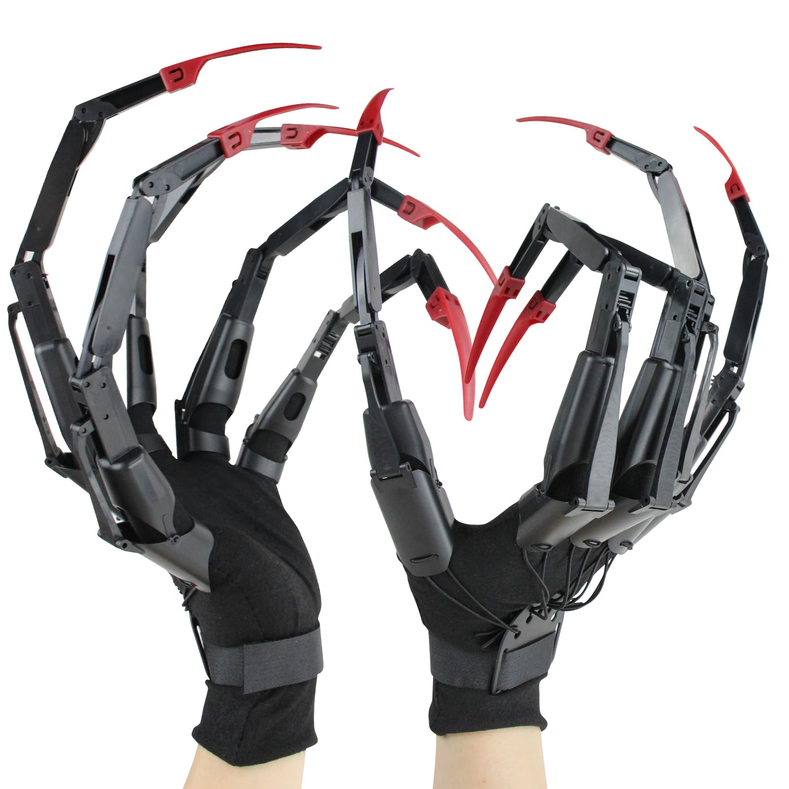 NICENICY Halloween Articulated Finger Extensions with Gloves, Black+Re ...