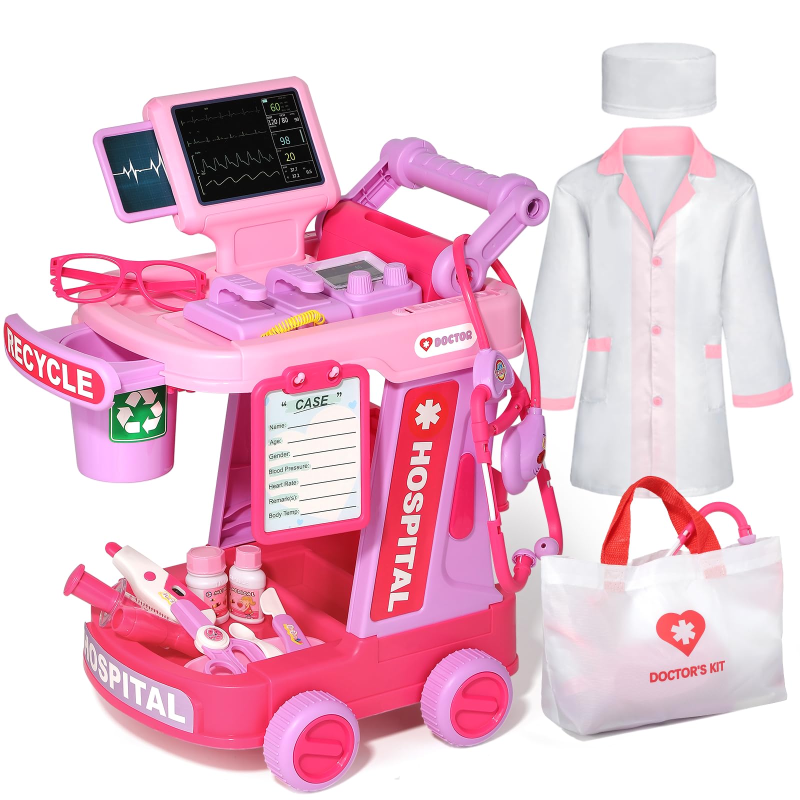 Phobby Doctor Kit for Toddlers Aged 3 4 5, Medical Pretend Play Set for ...