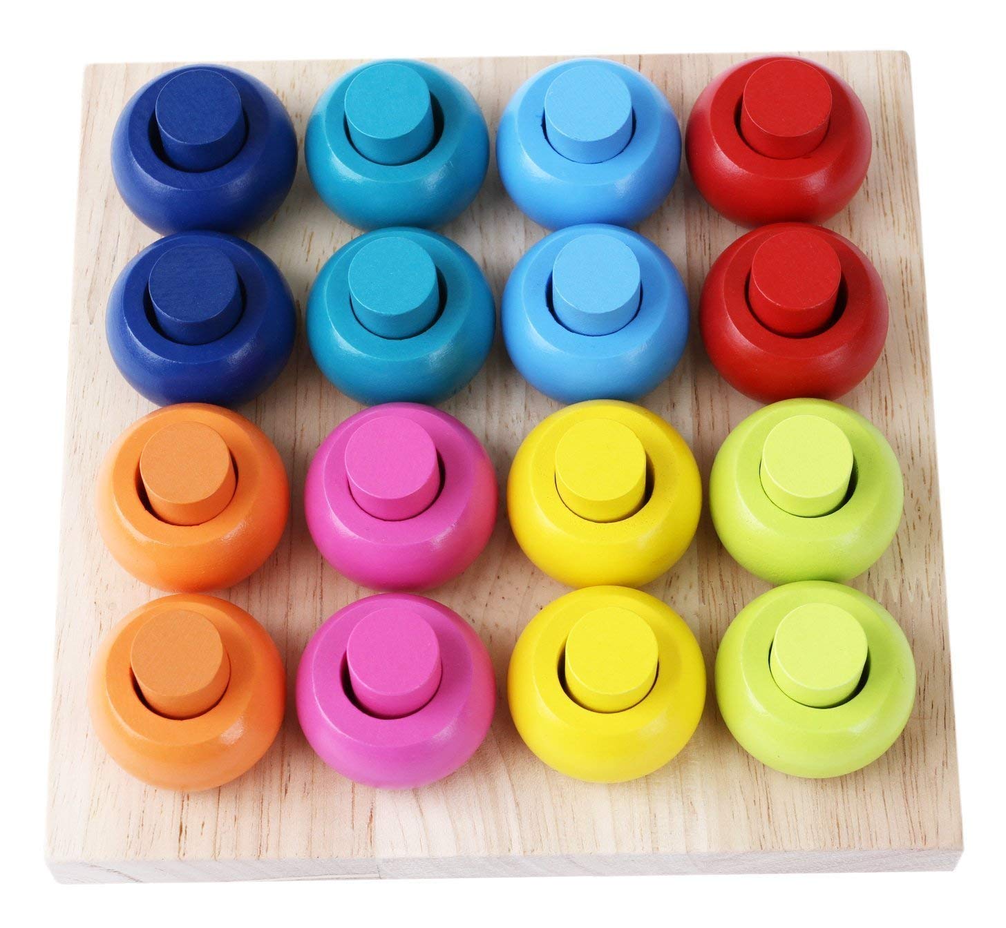 Babe Rock Wooden Color Sorting Stacking Rings Board Educational Learni ...