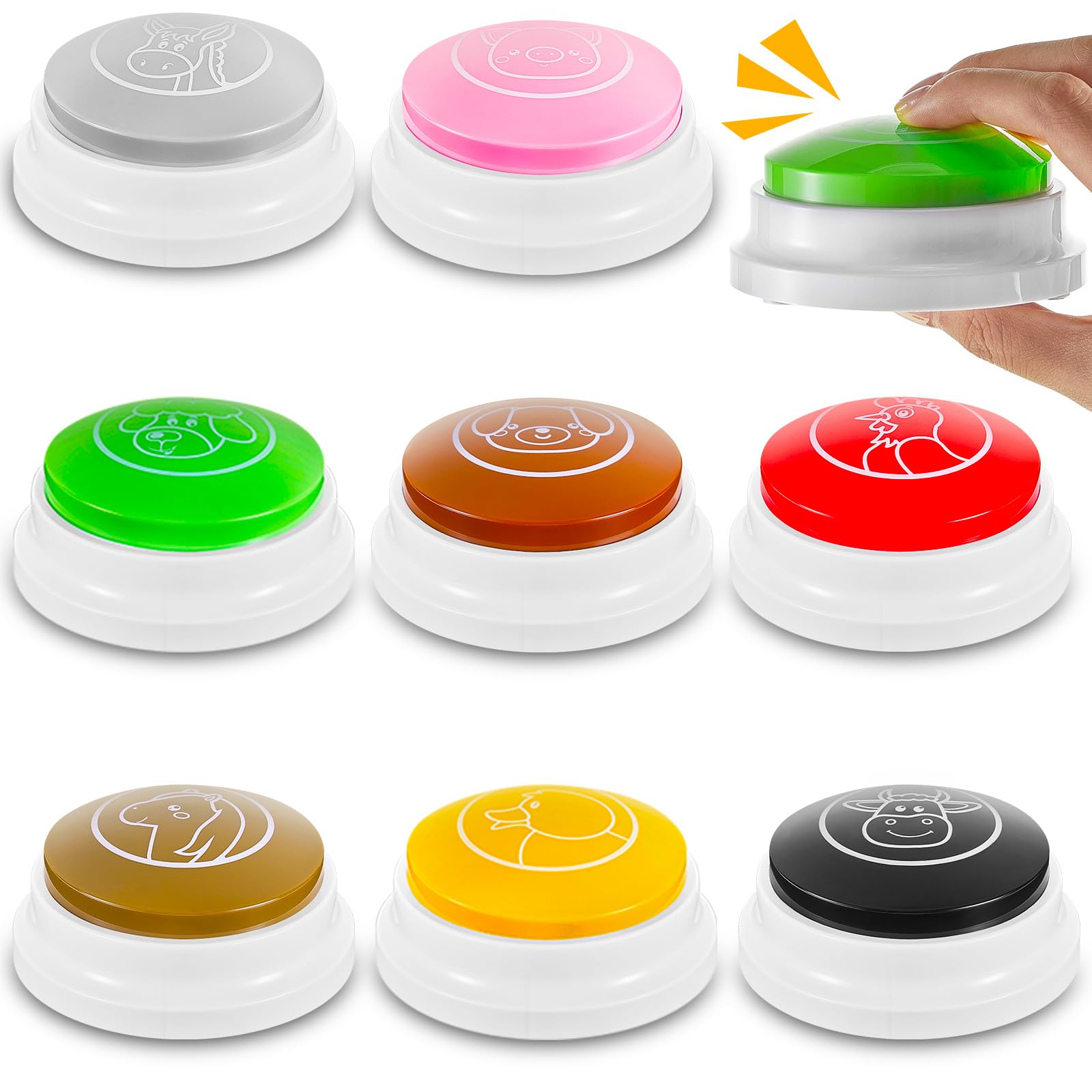 Syhood 8 Pcs Animal Sounds Buzzer Set for Trivia Games, 3.46 x 1.65 in ...